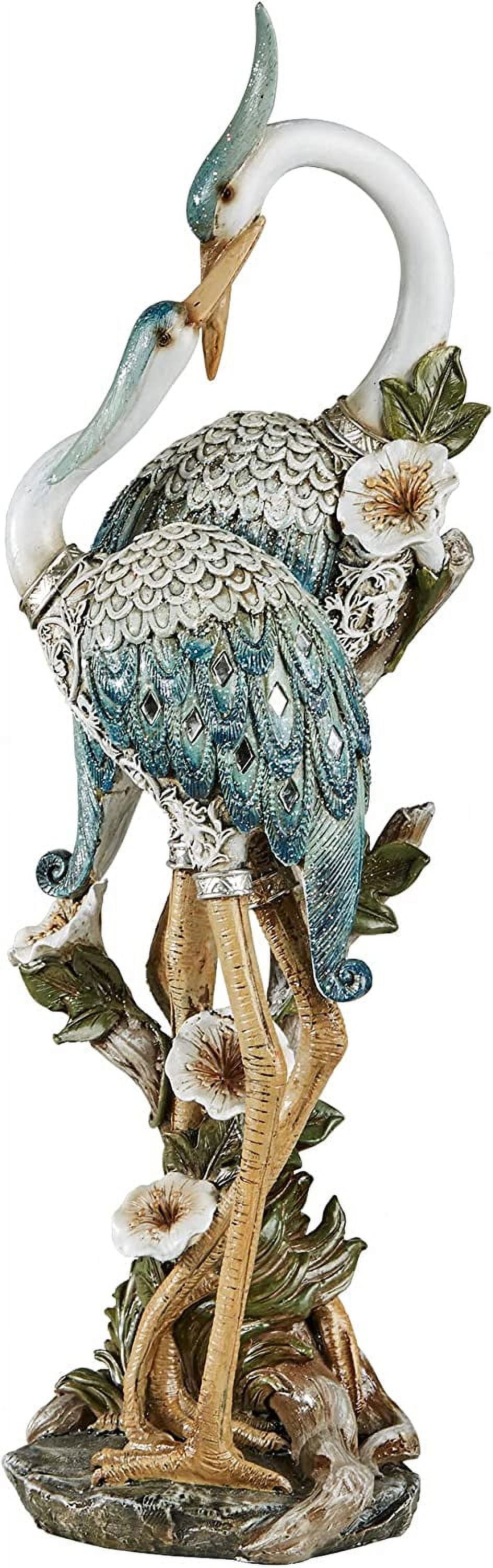 Devoted Cranes Table Sculpture Teal - Made of Resin Coastal Crane ...