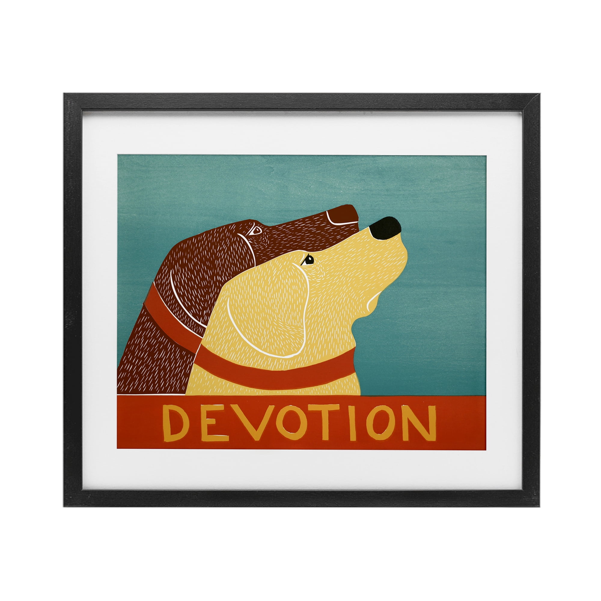 Devotion Dog Duo Black Framed Print Under Glass, design by Stephen ...