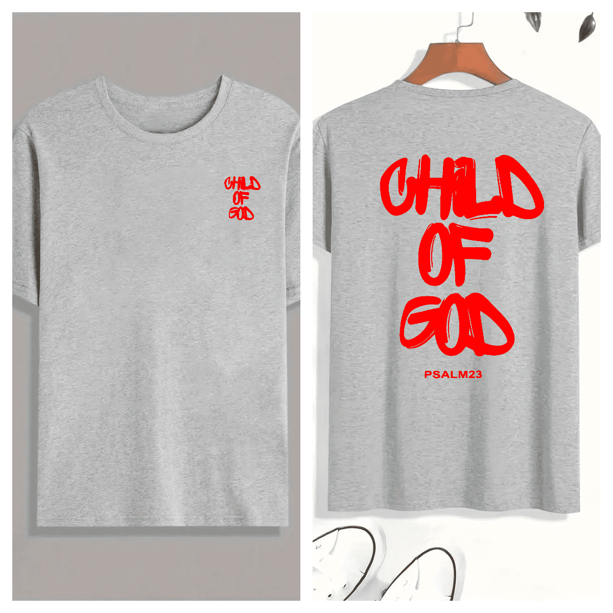 Devotional Graphic Tee, Tops Has Front Small "CHILD OF GOD" & Back ...