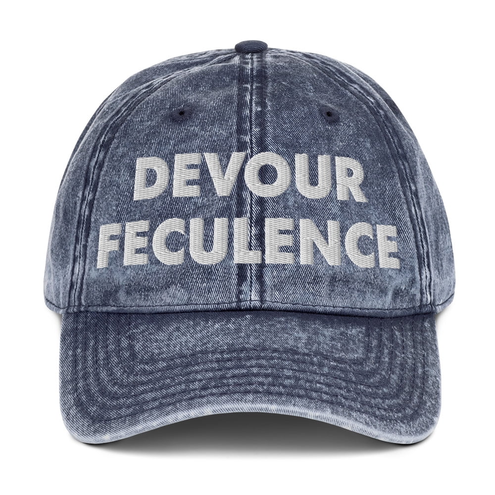 Devour Feculence Embroidered Vintage Cap (Navy) - Walmart.com