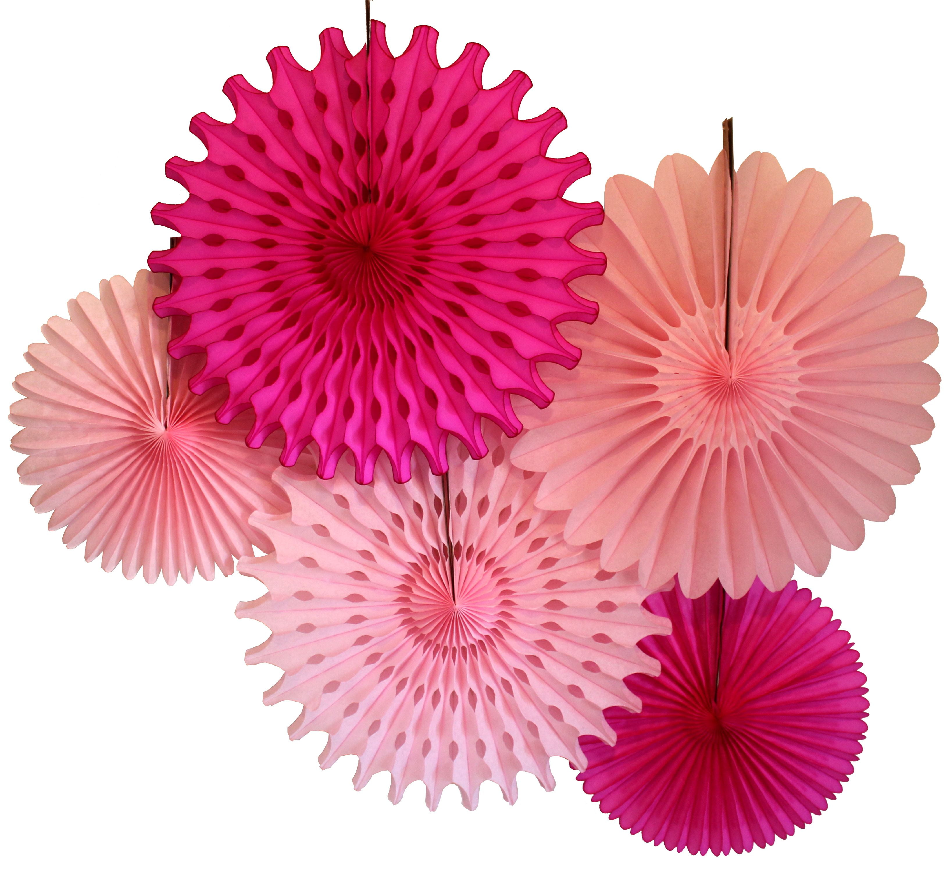 Devra Party Pink and Cerise Large Tissue Paper Fan Decorations, 13 and ...