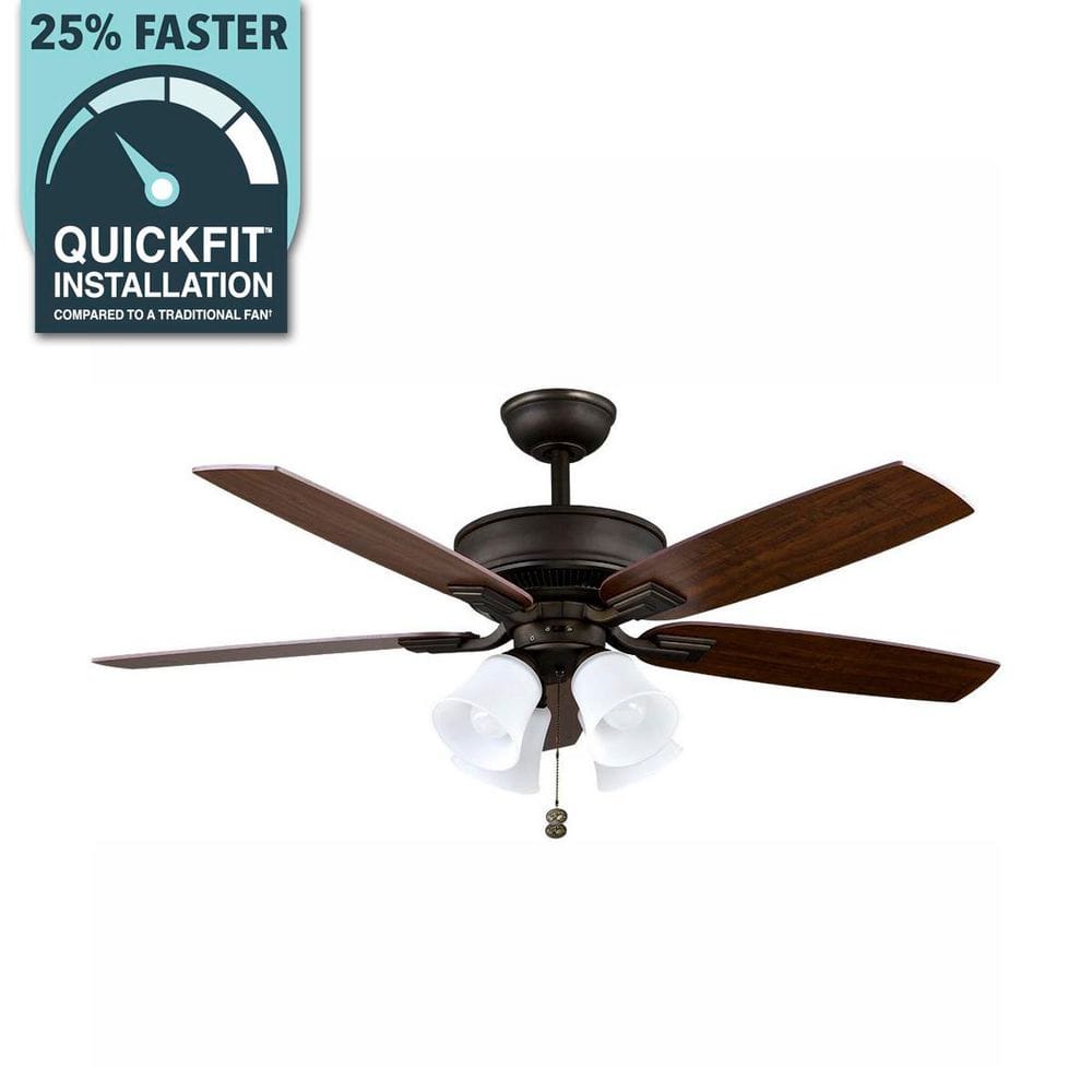 Devron 52 in. LED Indoor Oil-Rubbed Bronze Ceiling Fan with Light Kit ...
