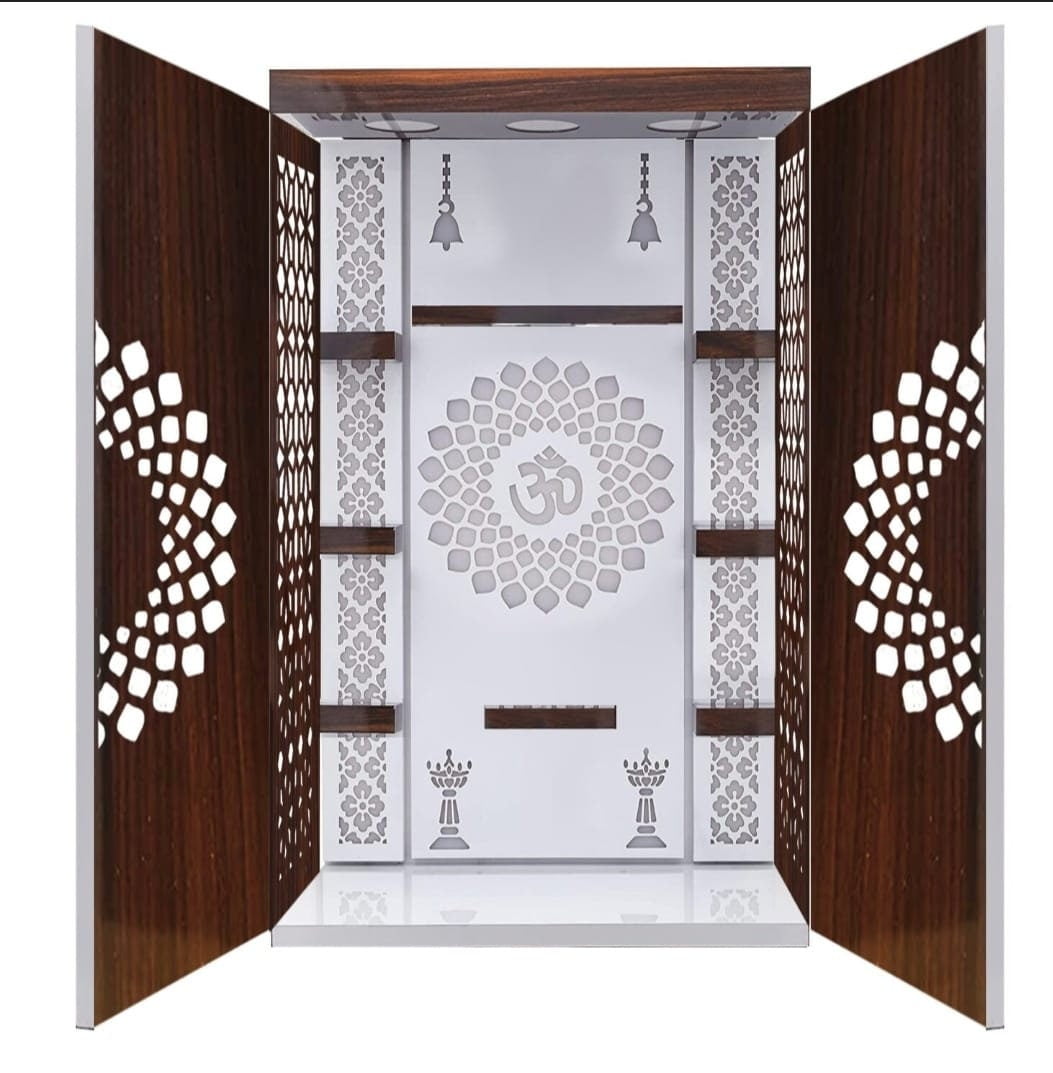 Devyom Wooden Temple Modern White Medium-density Fiberboard with LED ...