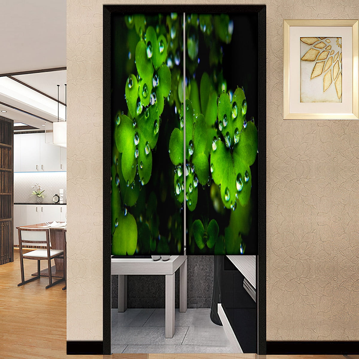 Dew Four Leaf Clover Lucky Print Japanese Style Door Curtain Partition ...