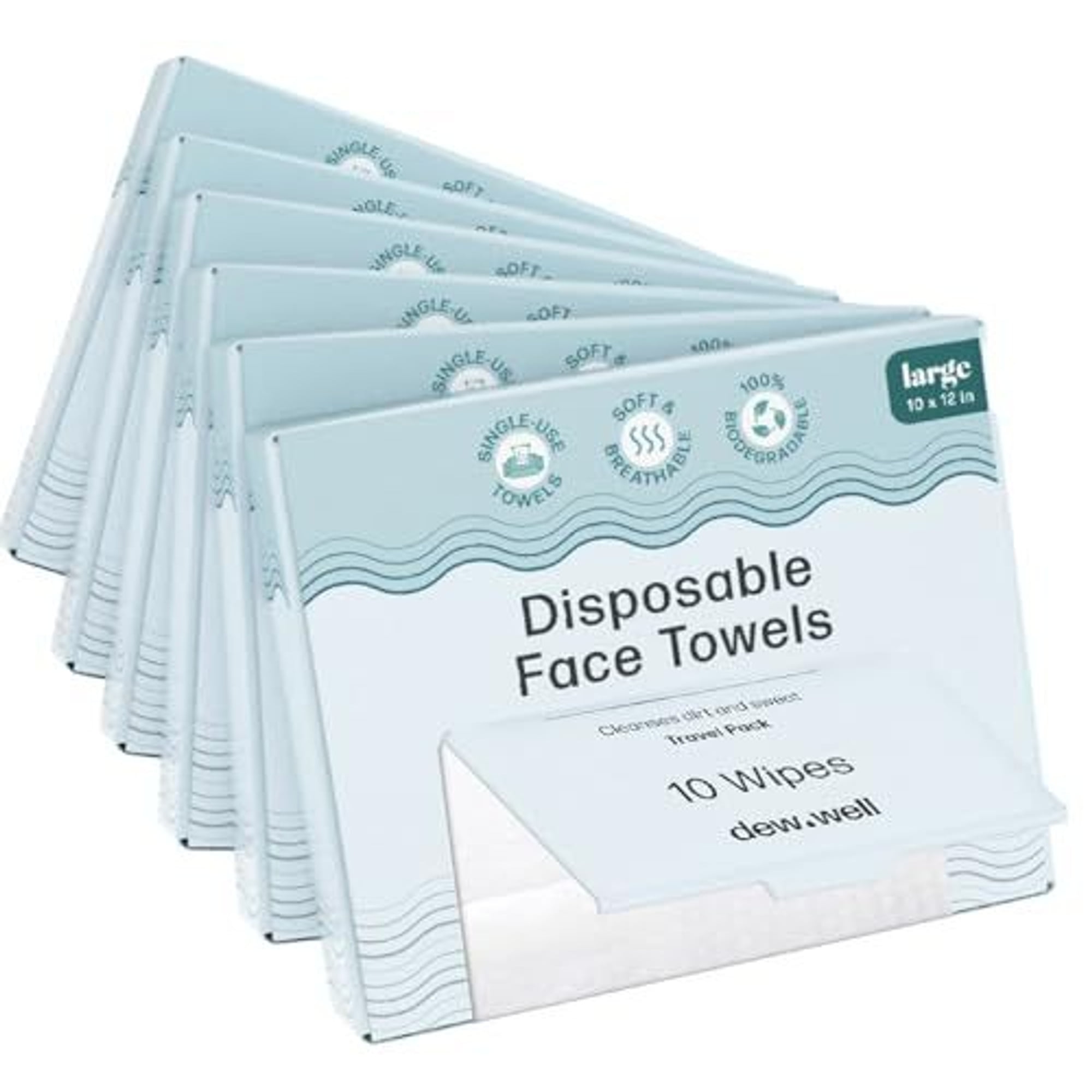 Dew Well Large Disposable Face Towels - 60 Towelettes Total (6 Boxes ...