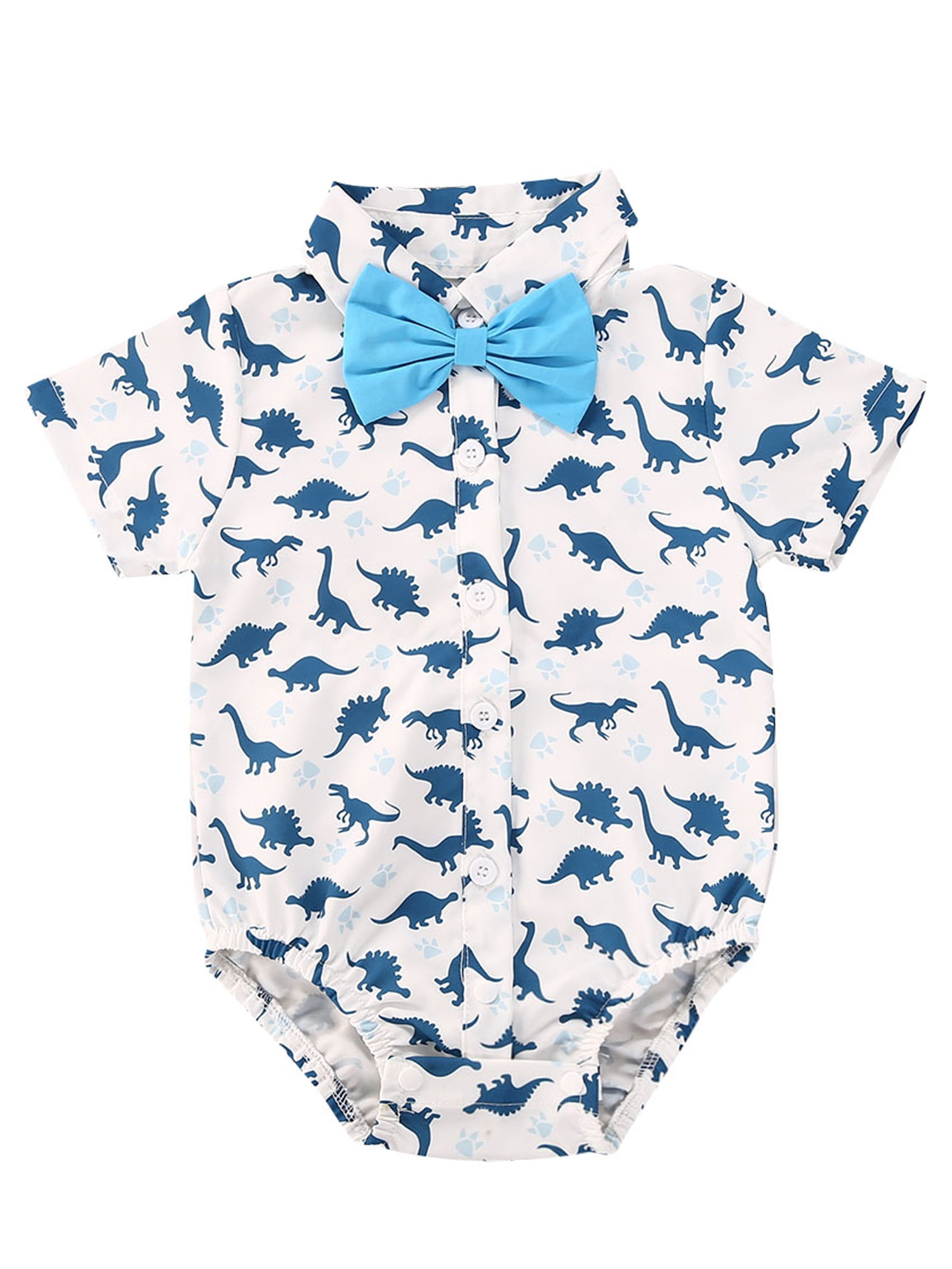 Dewadbow Infant Baby Boys Dress Shirt Bodysuit Formal Short Sleeve ...