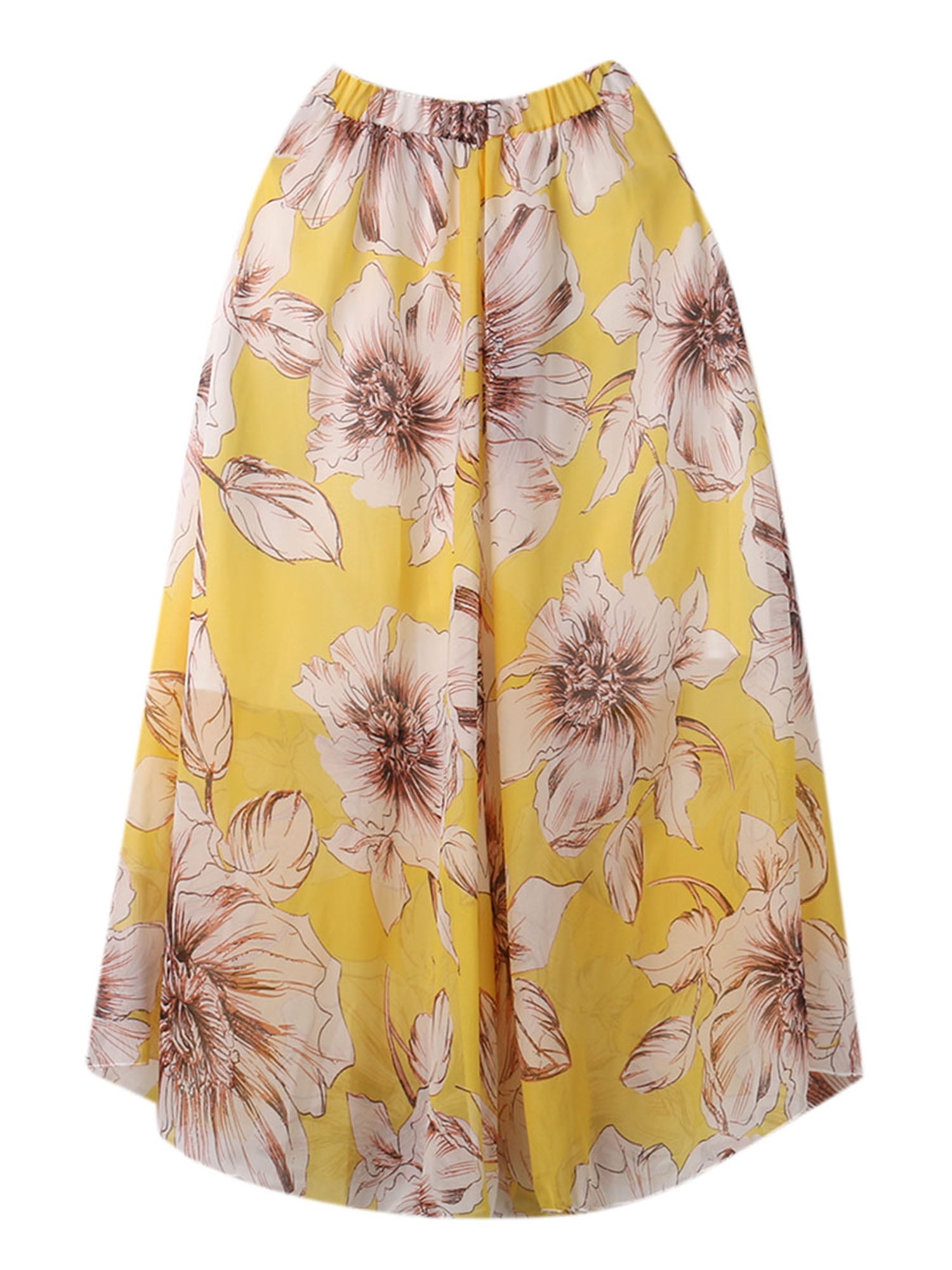 Dewadbow Lady Chiffon Boho Floral Gypsy Long Maxi Full Skirt Sundress ...