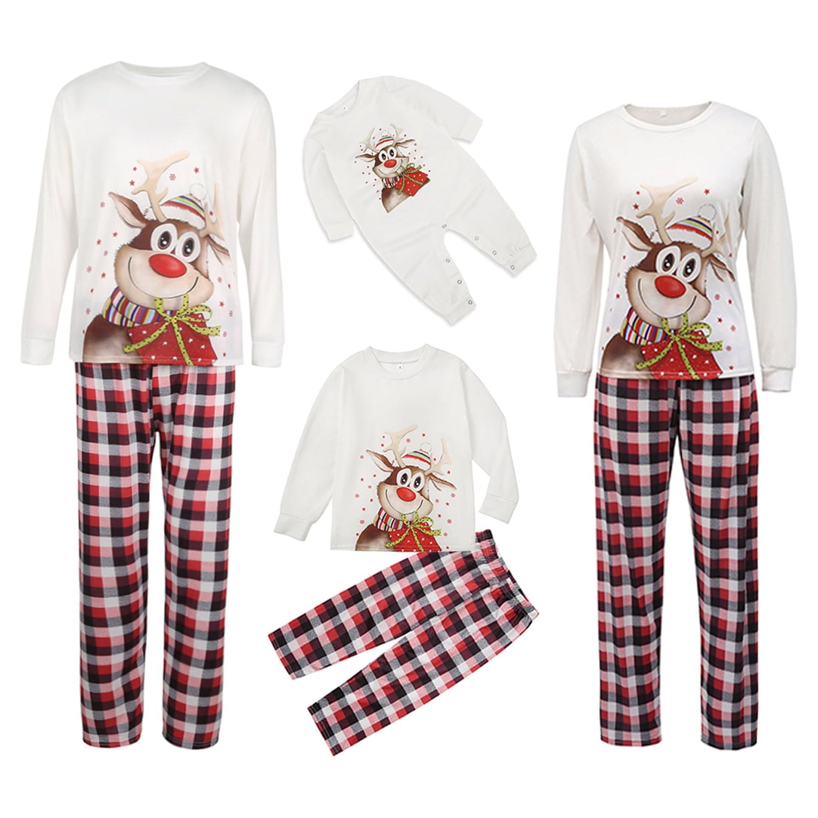 Dewadbow Matching Family Christmas Pajamas Set Soft Long Sleeve Xmas ...