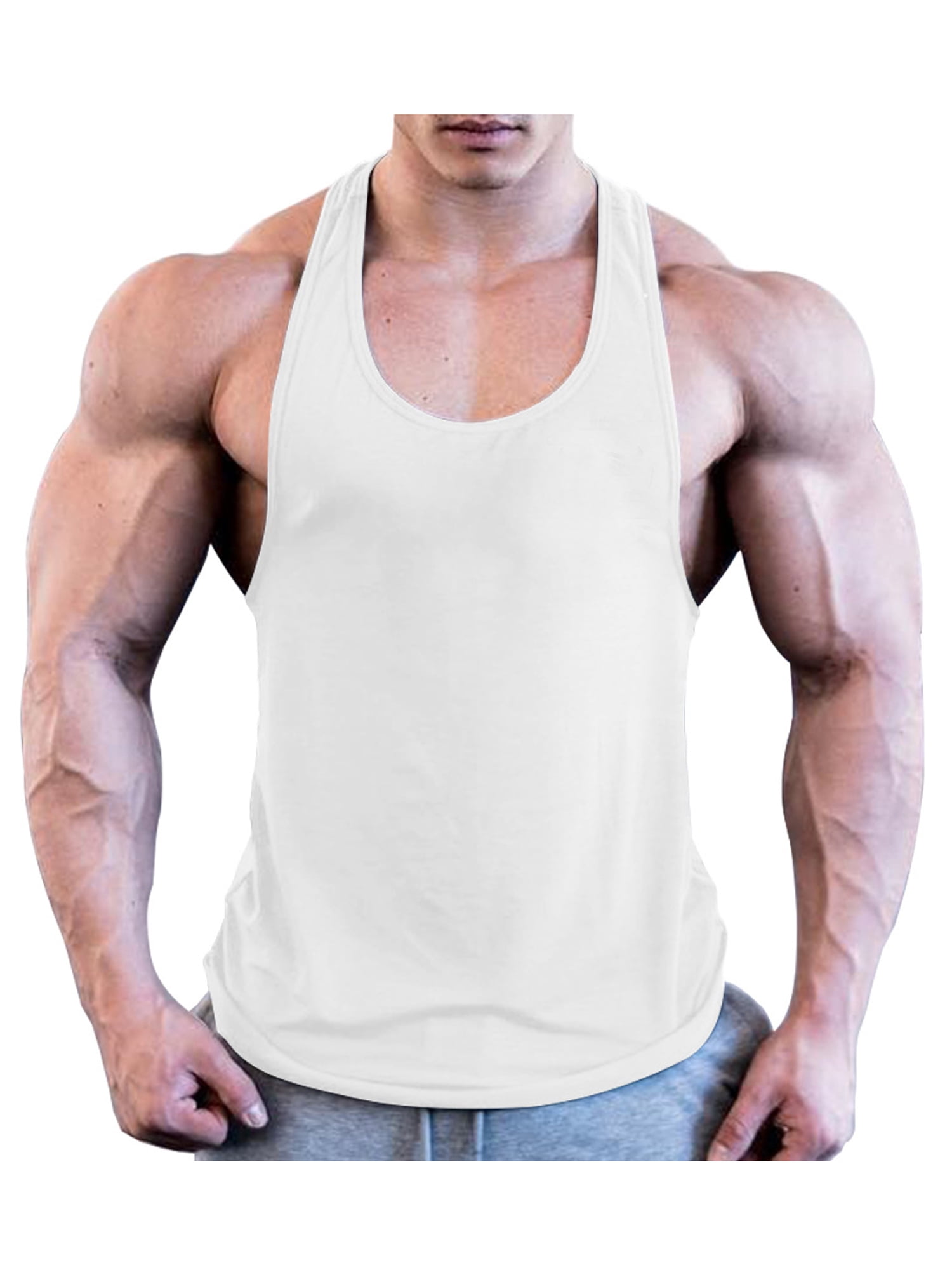 Dewadbow Men Gym Vest Bodybuilding Tank Top Muscle Clothing Short Tanks ...