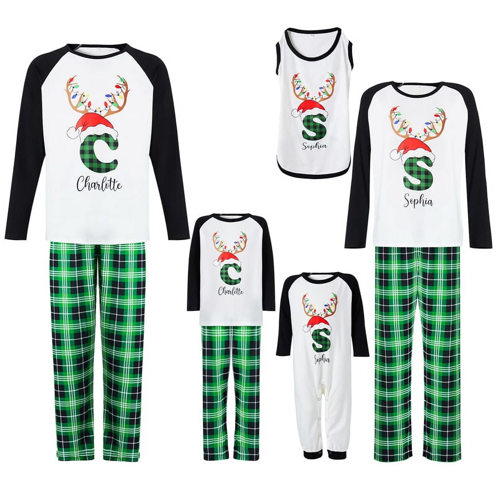 Dewadbow Plus Size Christmas Pajamas for Family,Funny Plaid Family ...