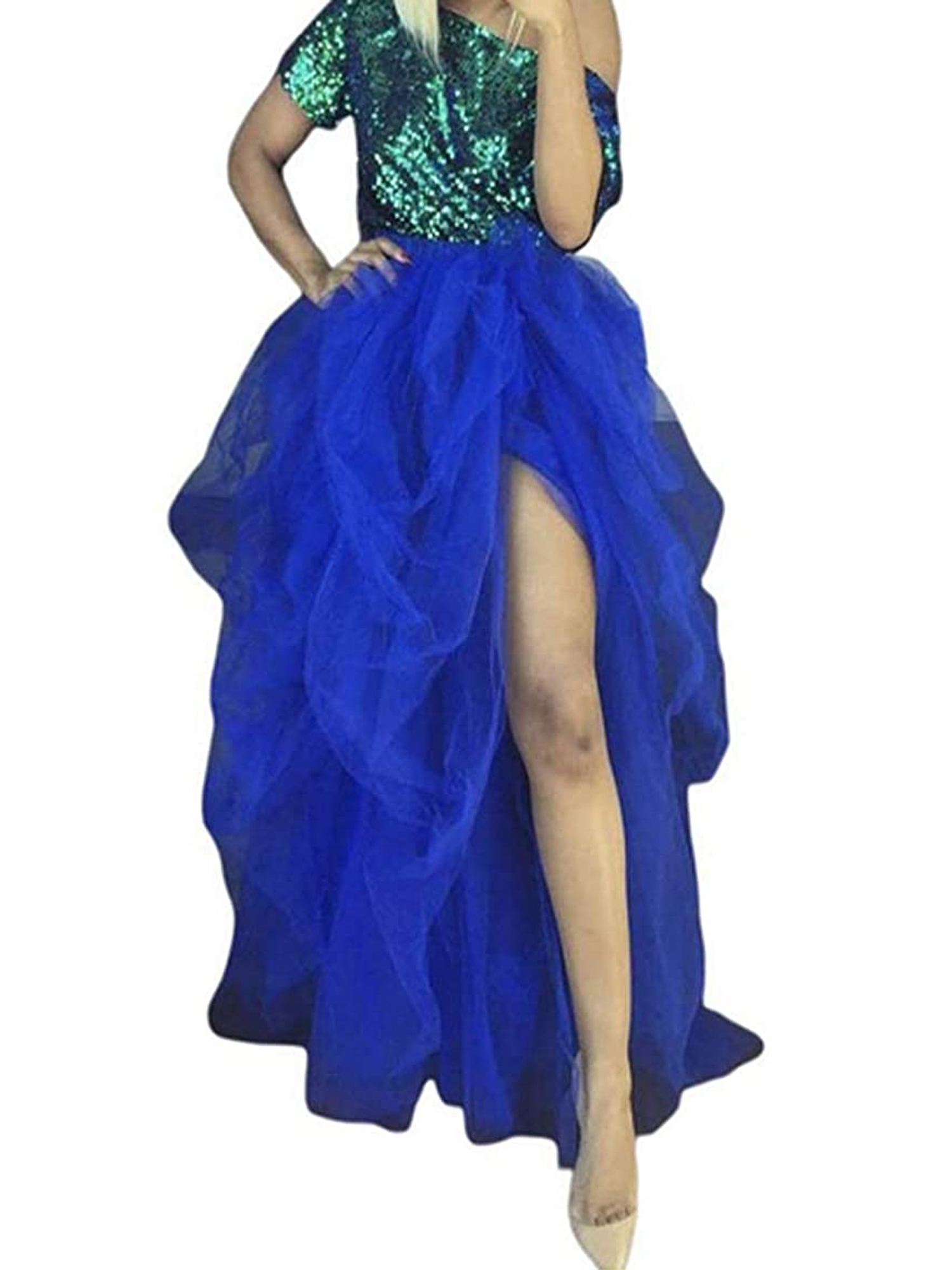 Dewadbow Women Layered Skirt High Waist A Line Puff Mesh Princess ...