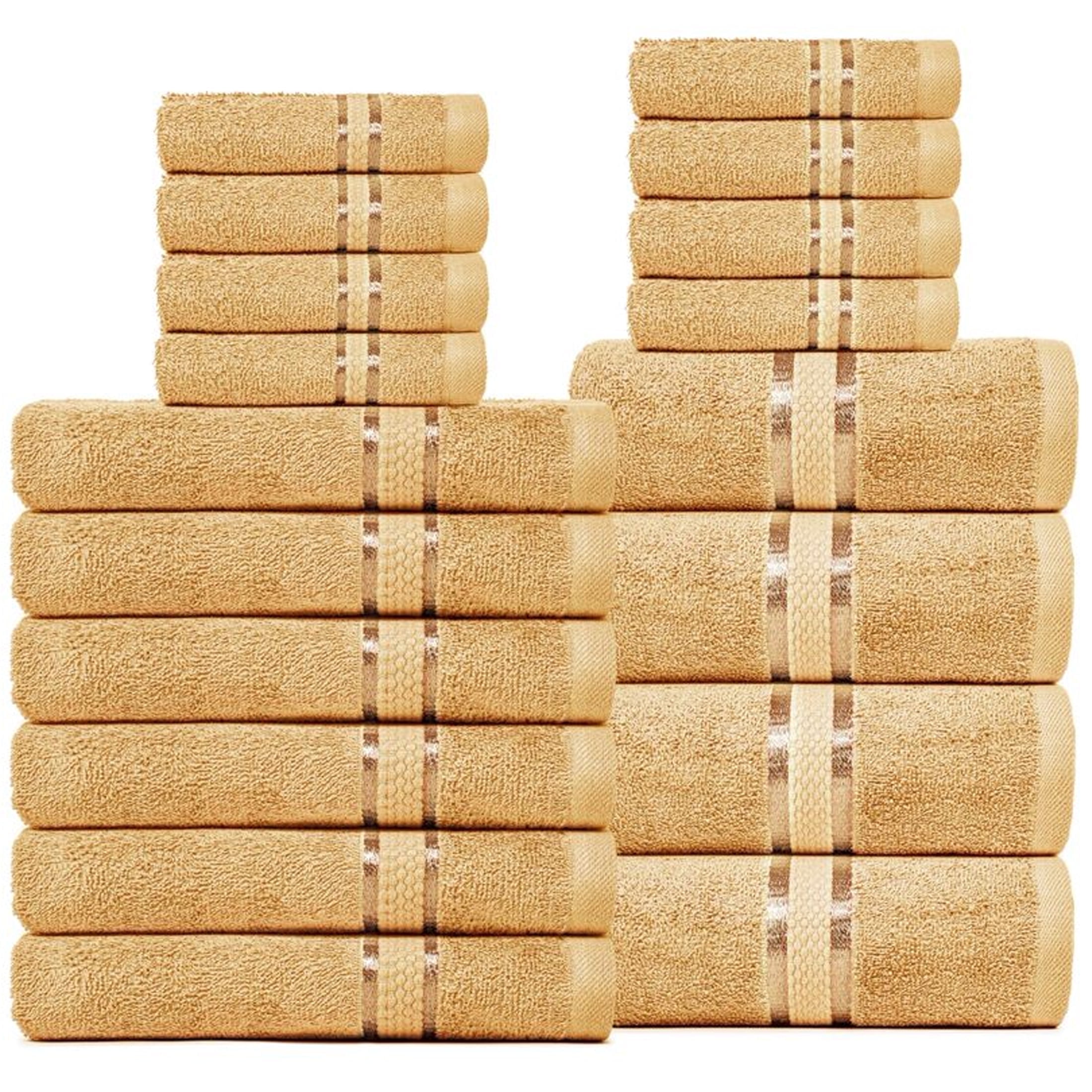 Dewall Maisons Beige 18-Piece Plush Towel Set, 100% Cotton - Ultra ...