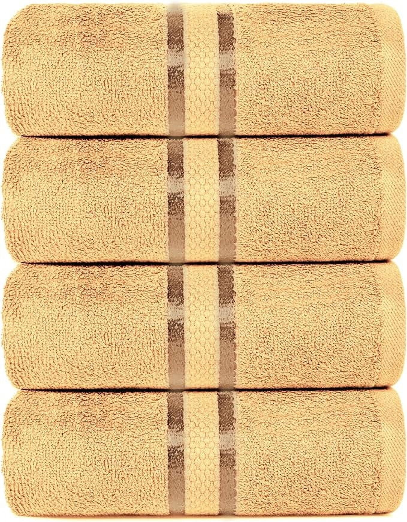 Dewall Maisons Beige 4-Piece Cotton Bath Towel Set, Large 27" x 54 ...