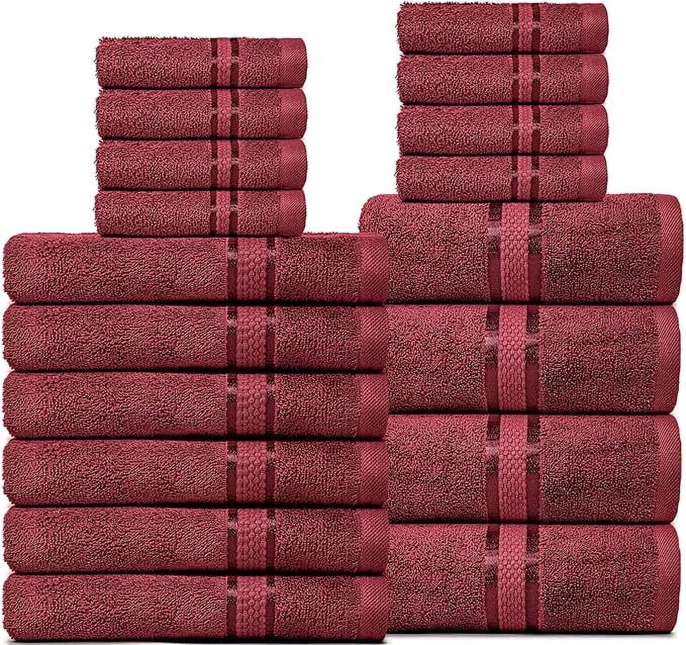 Dewall Maisons Burgundy 18-Piece Premium Cotton Towel Set, Ultra ...
