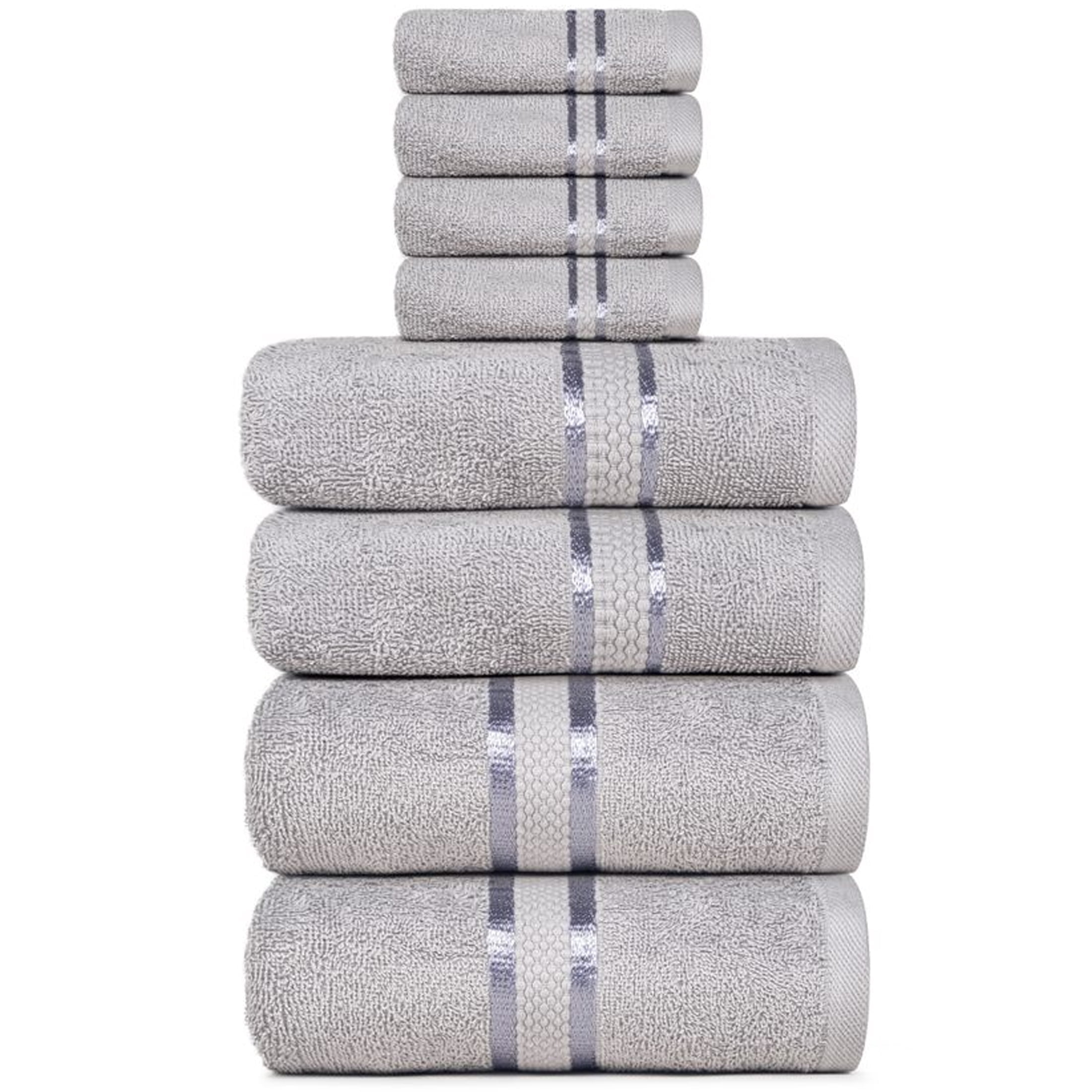 Dewall Maisons Chic Light Grey 8-Piece Premium Cotton Towel Set - Ultra ...