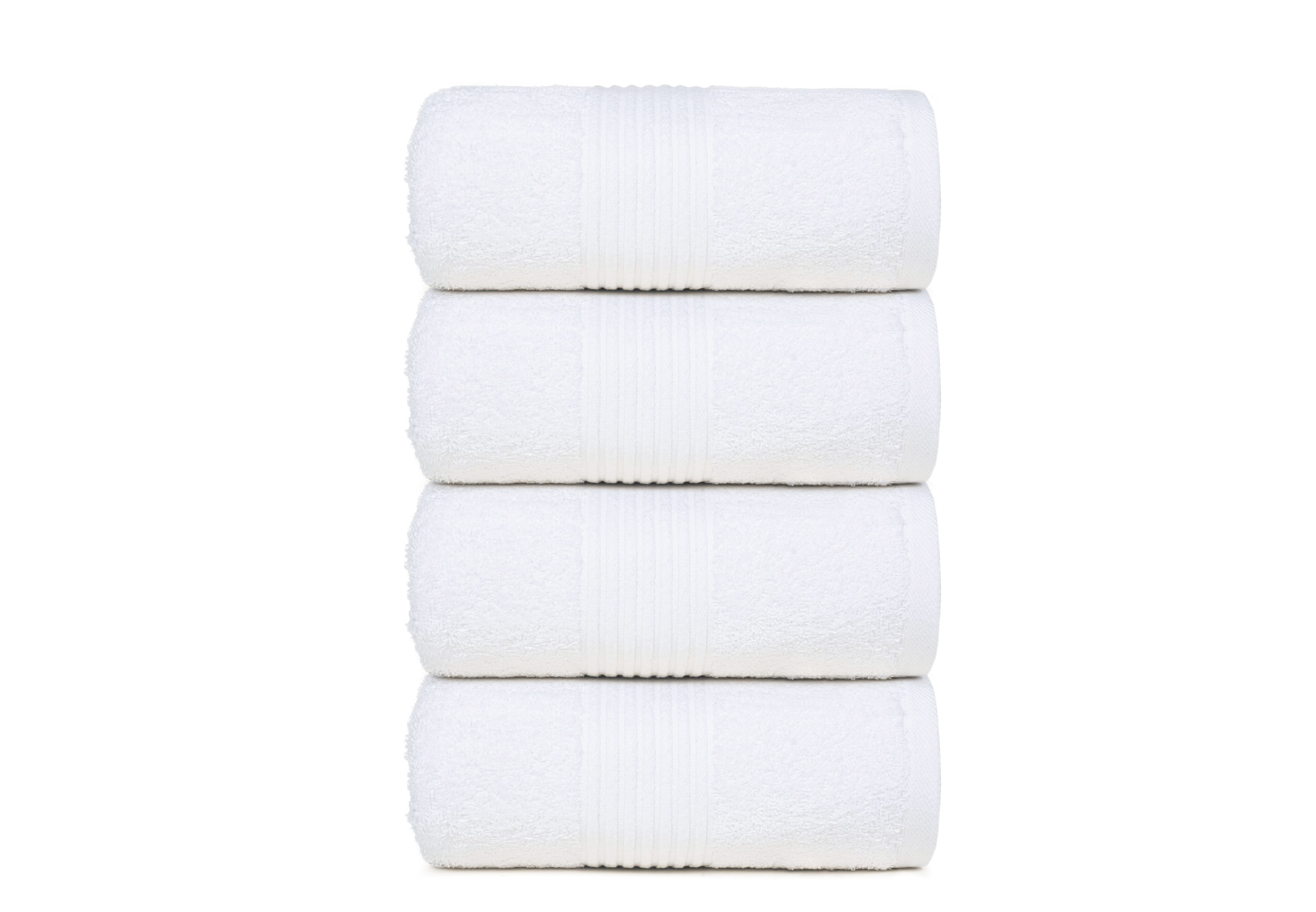 Dewall Maisons Elegant 4-Piece White Cotton Bath Towel Set, Large 27" x ...
