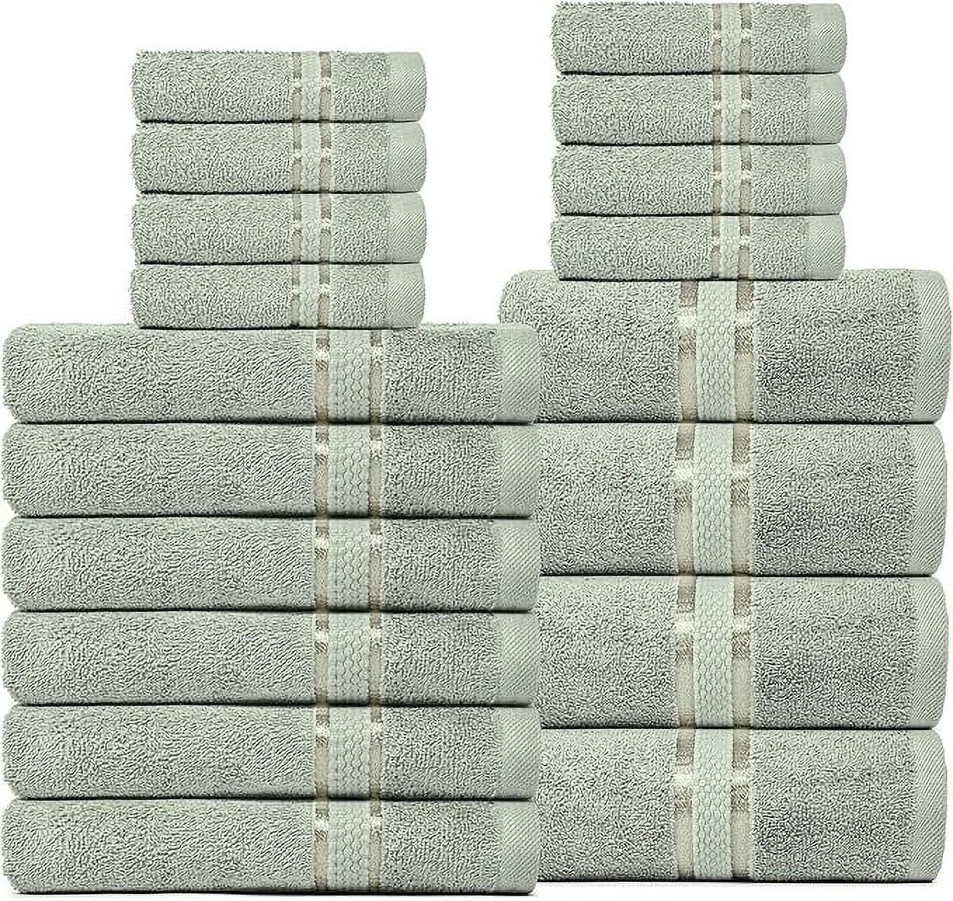 Dewall Maisons Luxurious 18-Piece Soft Green Towel Set for Complete ...
