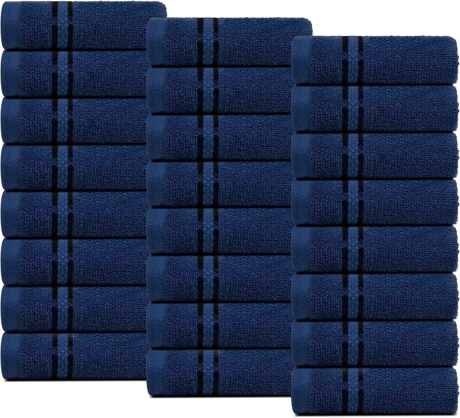 Dewall Maisons Navy Blue 24-Piece Premium Cotton Washcloth Pack - Ultra ...