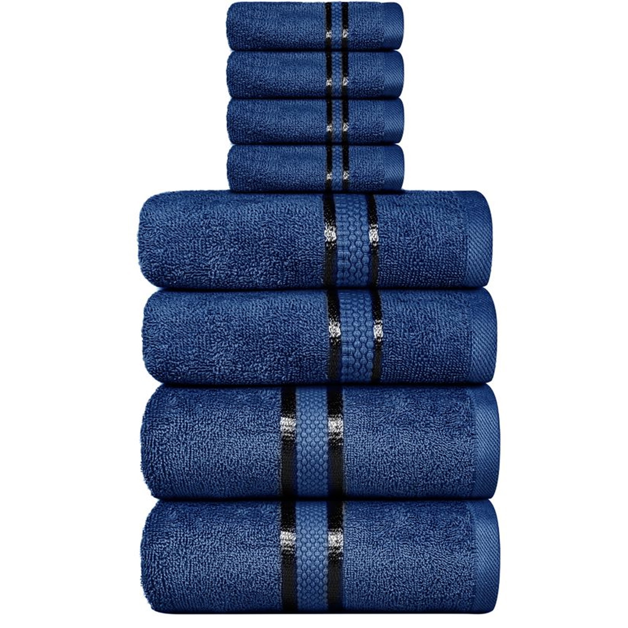 Dewall Maisons Navy Blue 8-Piece Luxurious Towel Set - 100% Cotton ...