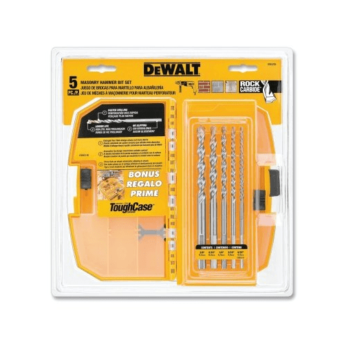 Dewalt 5 Piece Premium Percussion Masonry Drill Bit Set, 5/32 In, 3/16 ...