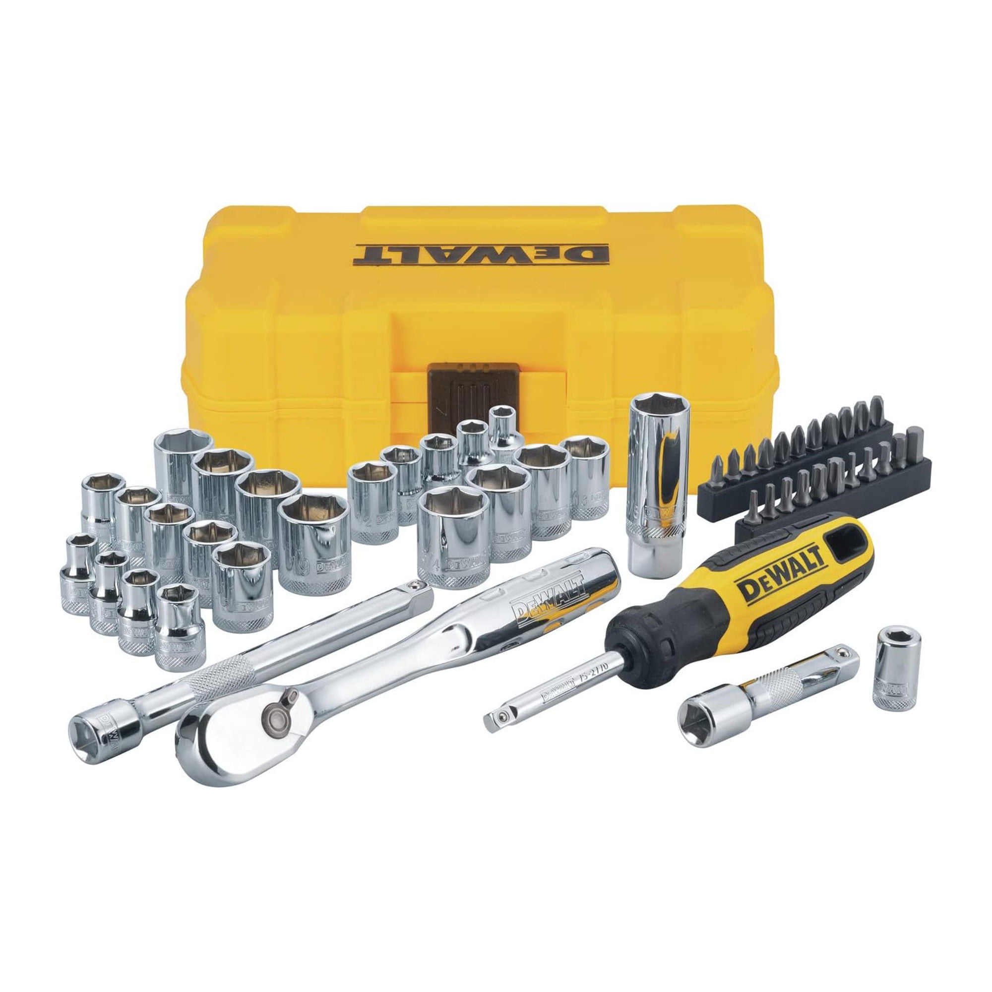 DEWALT 50 Piece Mechanics Hand Tool and Socket Set, SAE and Metric ...