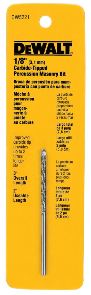 DEWALT ACCESSORIES 1/8 x 3-In. Percussion Drill Bit DW5221 - Walmart.com