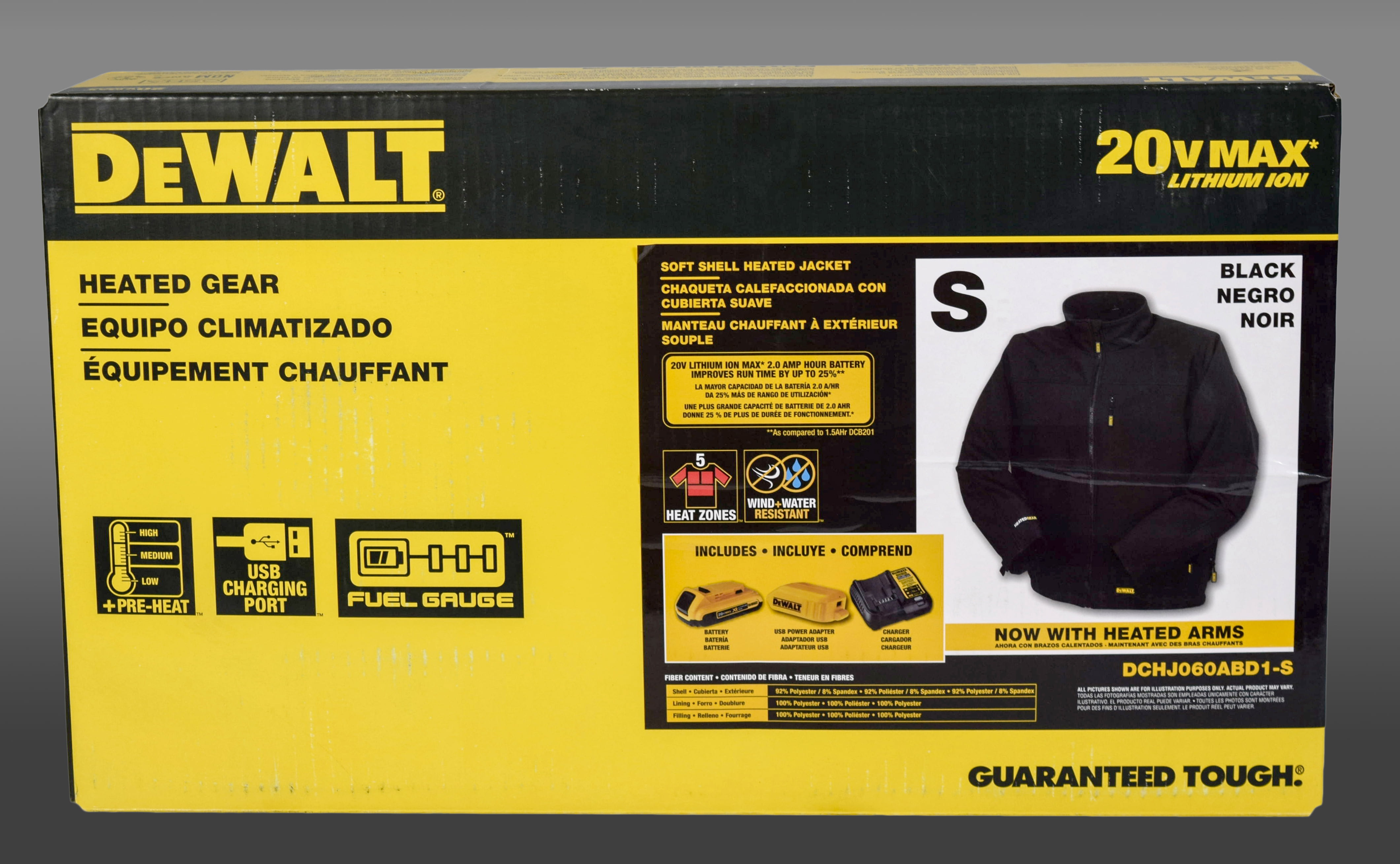 Dewalt-DCHJ060ABD1-S Heated Black Soft Shell Work Jacket Kit - S ...