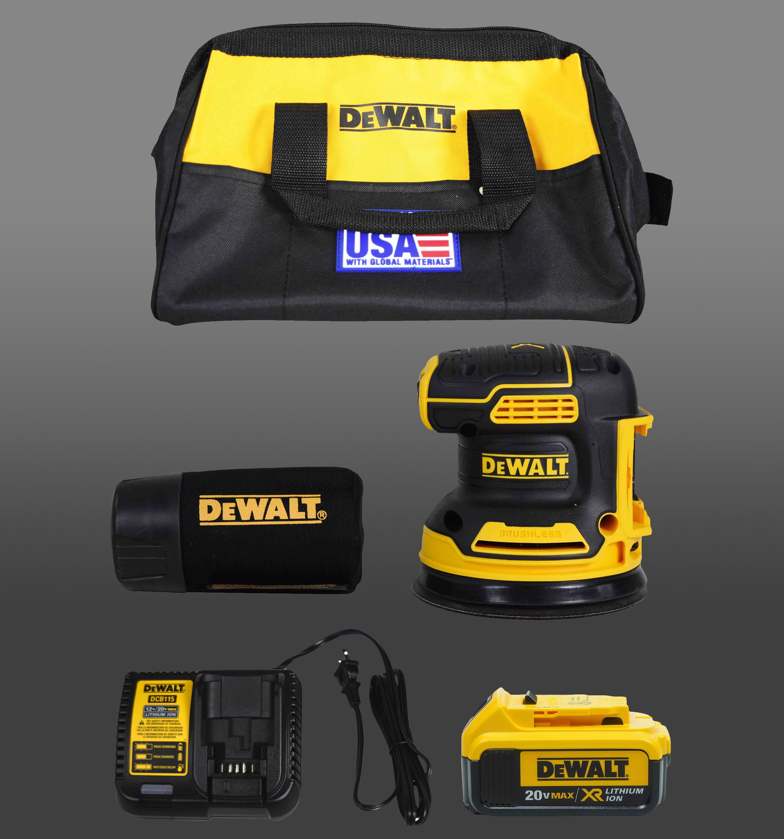 Dewalt DCW210B 20V 5" Orbital Sander, 2 DCB204 20V 4.0AH Battery,DCB115 ...