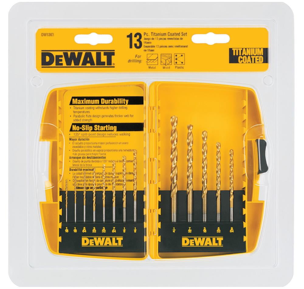 Dewalt DW1363 13 Piece Titanium Drill Bit Set - Walmart.com