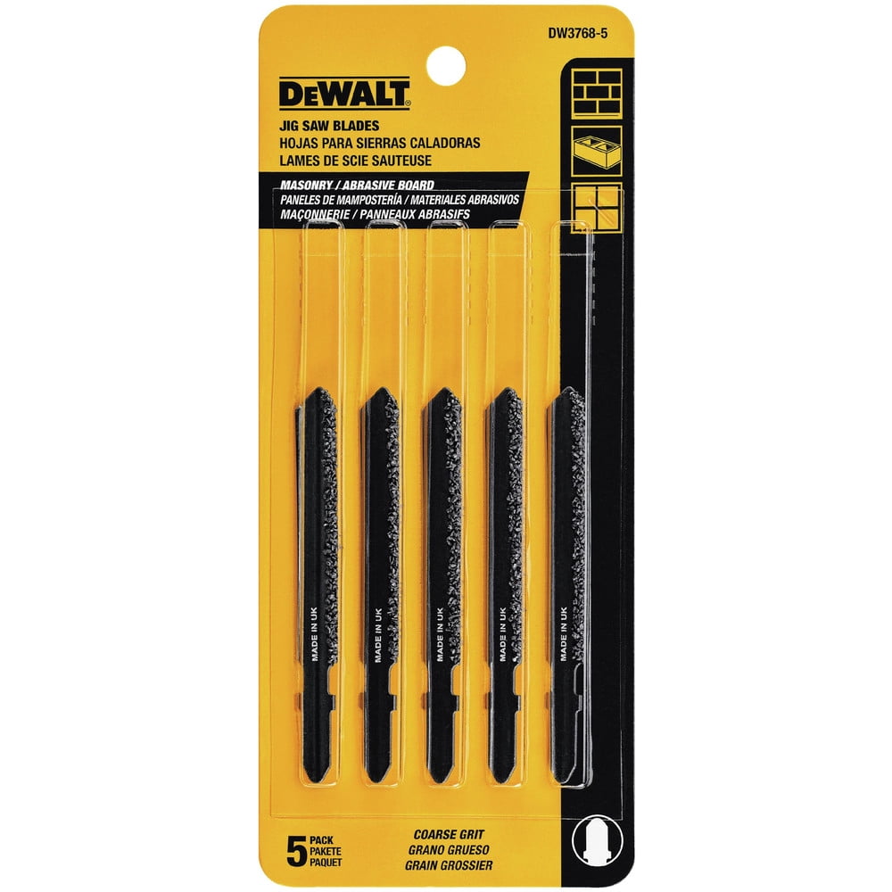 Dewalt DW3768 5 3 in. Carbide Grit T shank Masonry Cutting Jigsaw Blade 5 Pack Walmart