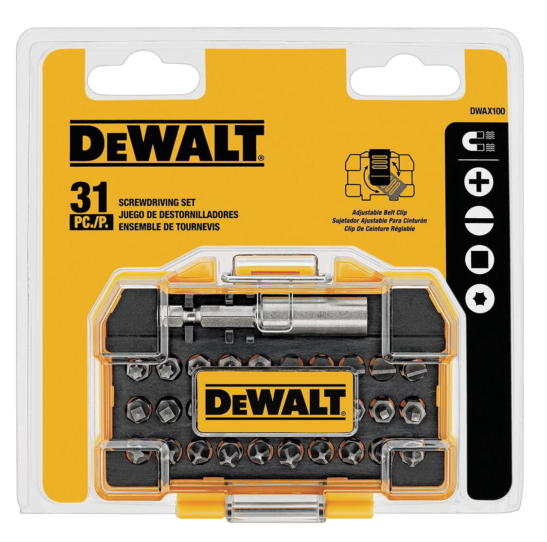 DeWalt DWAX200 31-Pc. Standard Security Driving Bit Set, 1 In ...