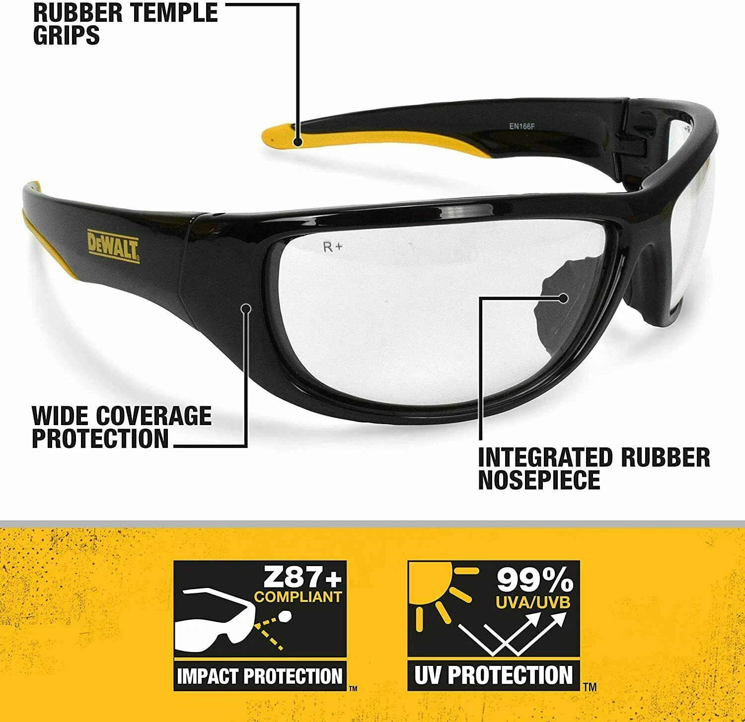 Dewalt Dpg94-1C Dominator Safety Glasses Clear Lens Ansi Z87+ 1 Pair ...