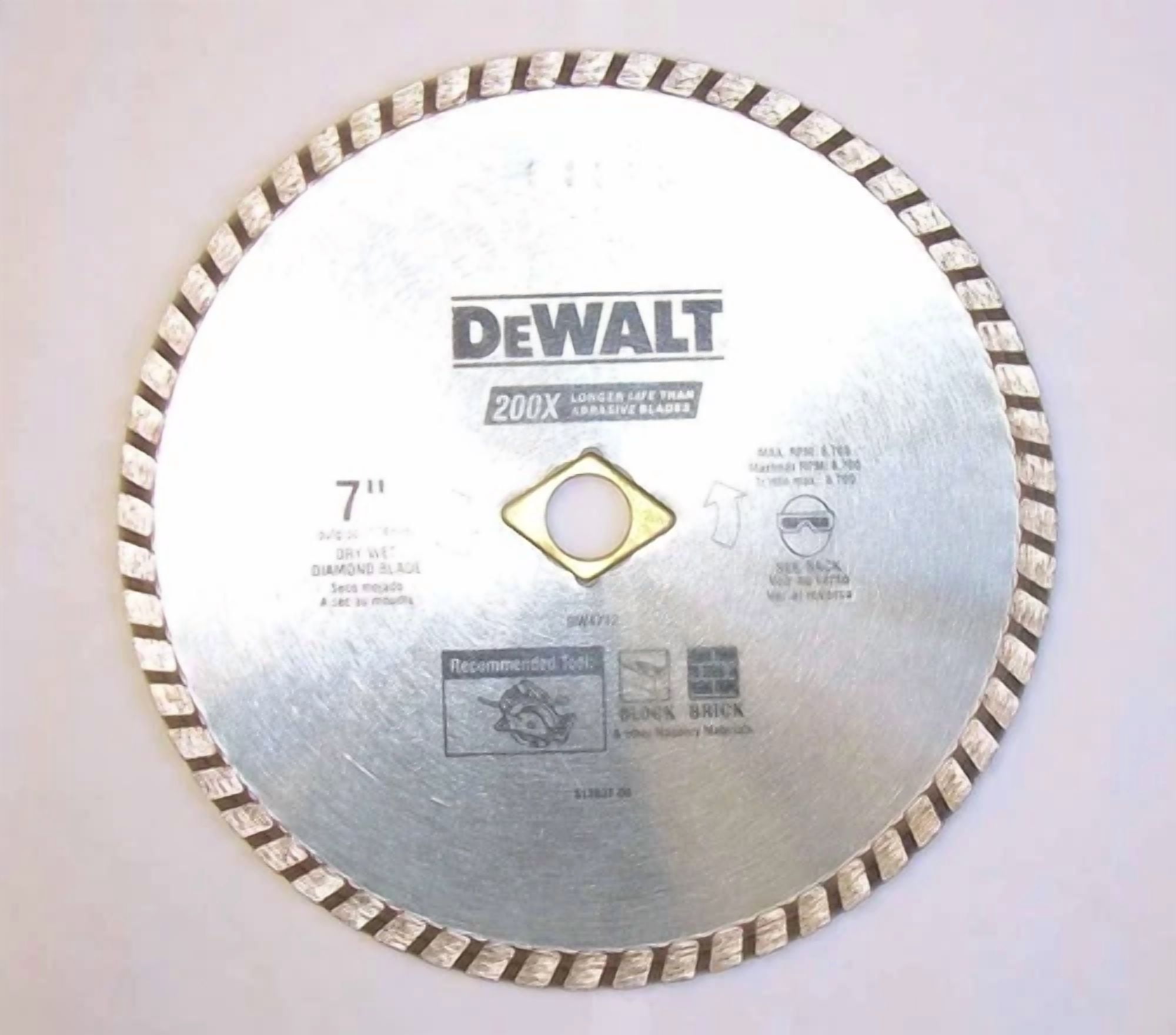 Dewalt Dw4712 7" Circular Saw Blade Masonry Concrete Block Brick ...