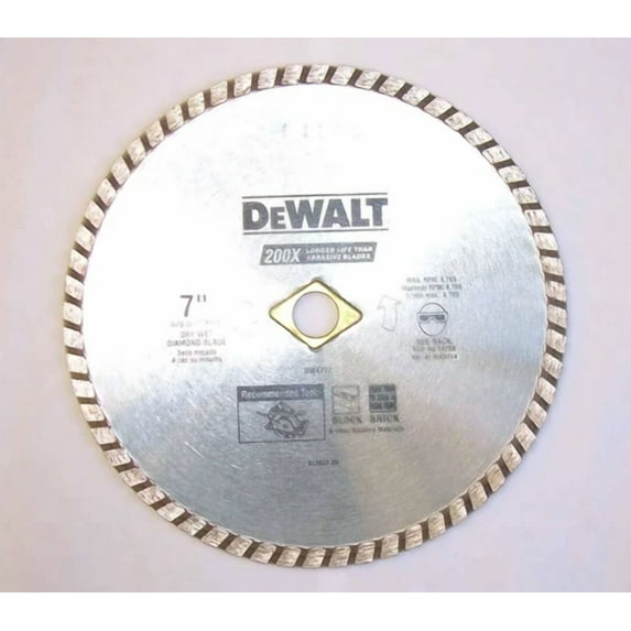 Dewalt Dw4712 7" Circular Saw Blade Masonry Concrete Block Brick ...