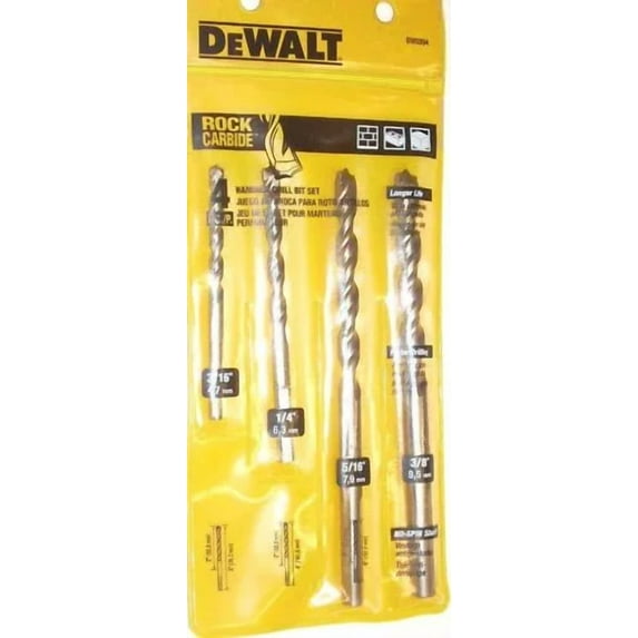 Dewalt Rock Carbide Drill Bit Sets 4Pc Masonry Bits - Walmart.com