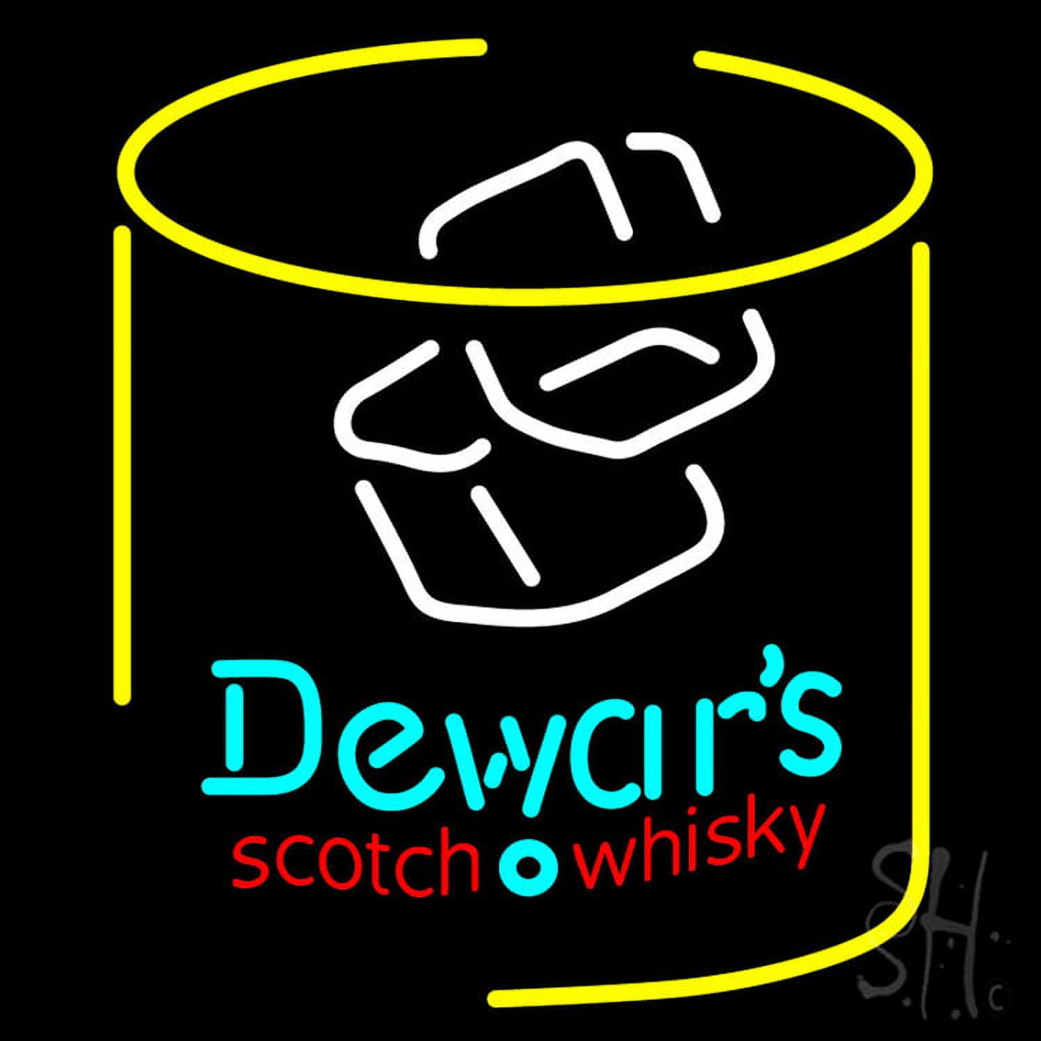 Dewars Scotch Whisky LED Neon Sign 24 x 24 - inches, Black Square Cut ...