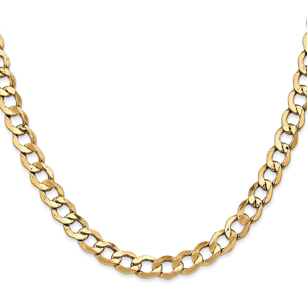 DewberryDiamonds 10K Yellow Gold 6.5mm Semi-Solid Curb Link Chain |20 ...