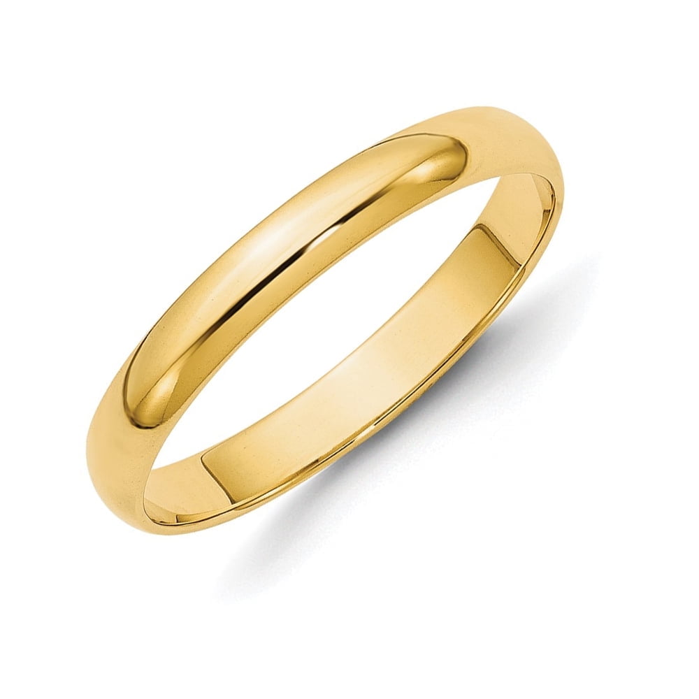 DewberryDiamonds 10k Yellow Gold 3mm Lightweight Half Round Wedding ...