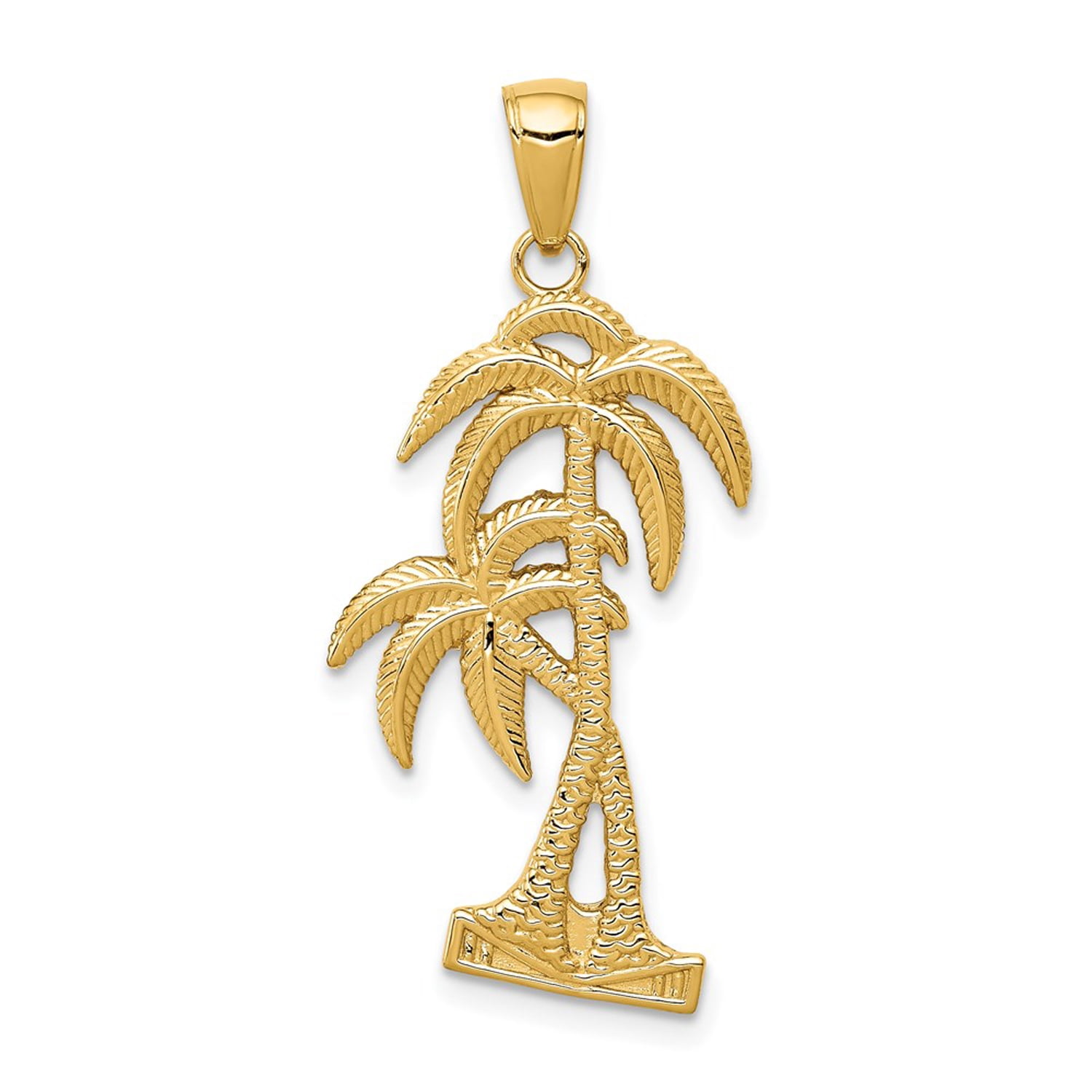 DewberryDiamonds 14K Yellow Gold Polished and Textured Palm Trees ...
