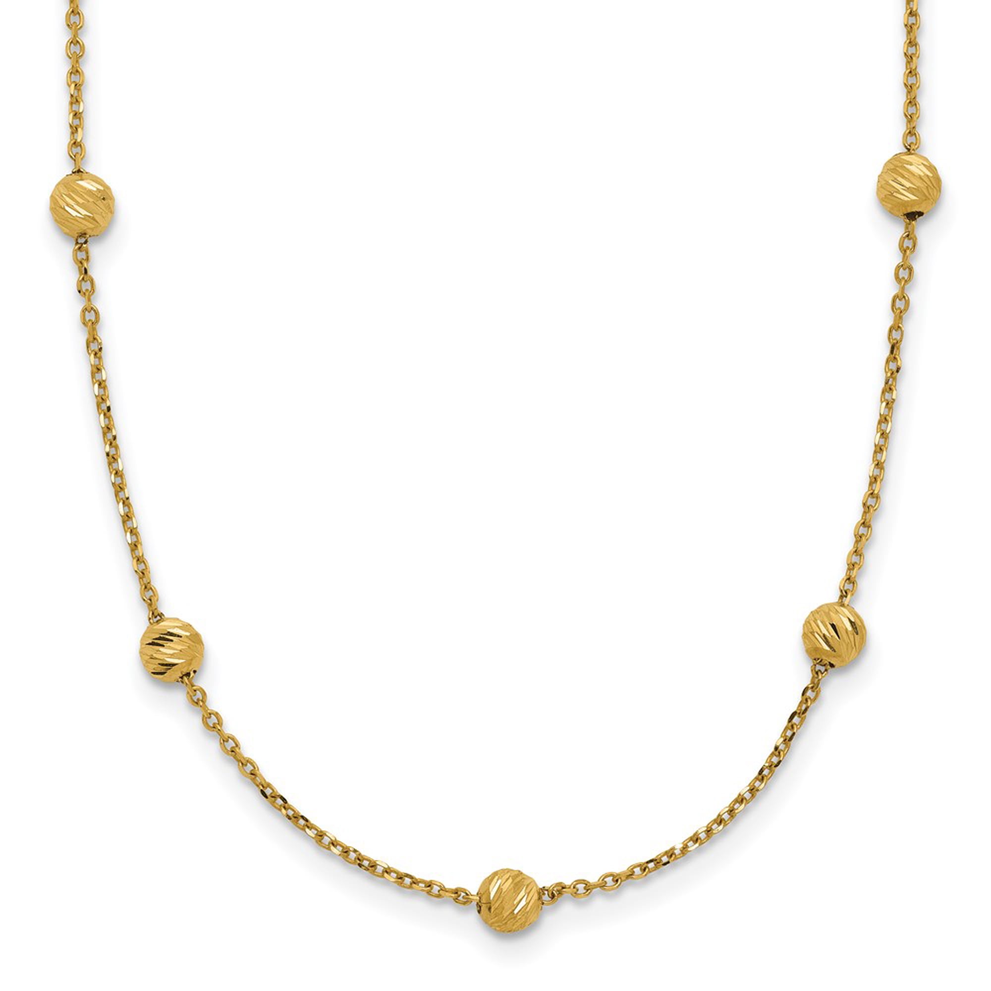 DewberryDiamonds 14K Yellow gold Diamond-cut Beads 17 inch Station ...