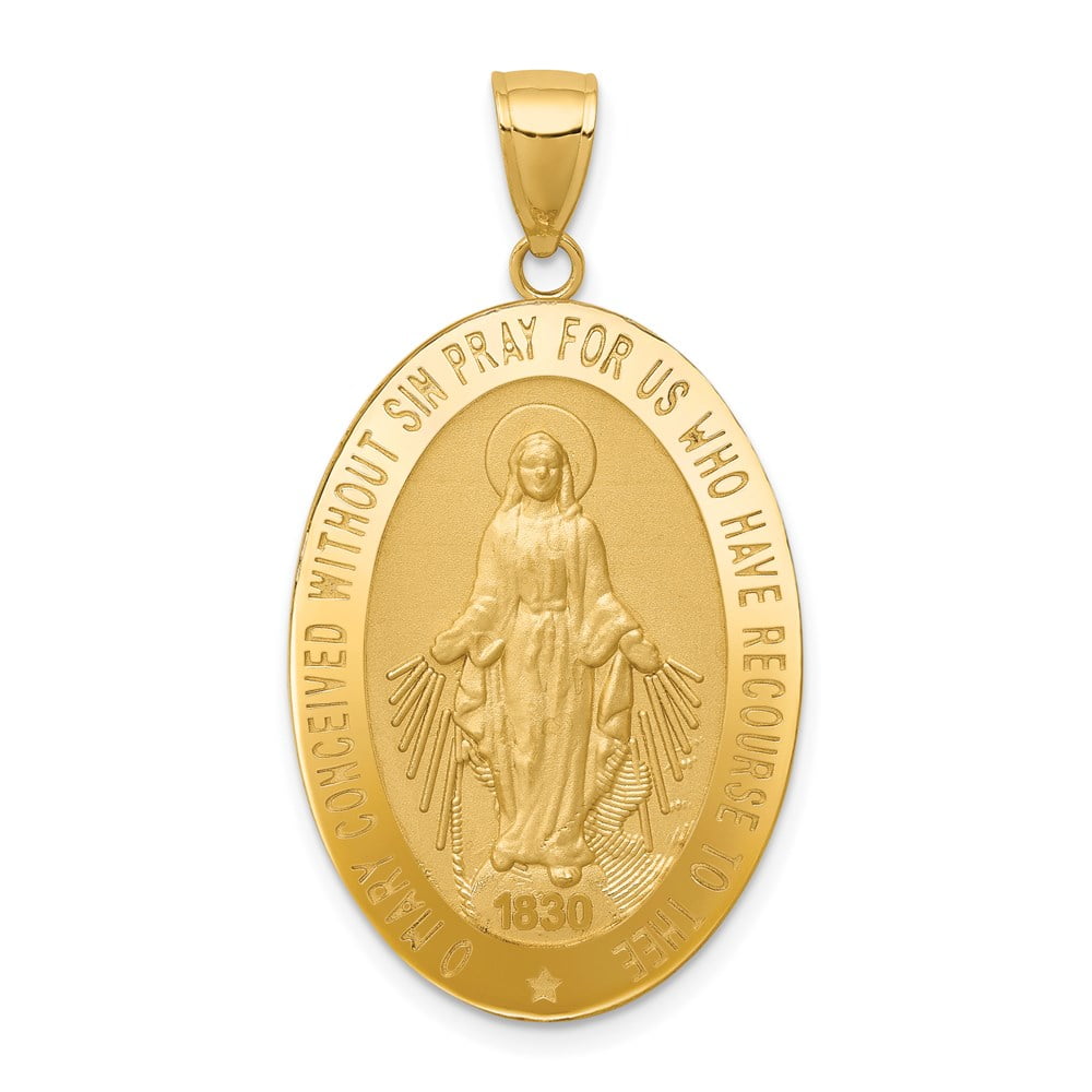 DewberryDiamonds 14k Solid Yellow Gold Pray for Us Miraculous Medal ...