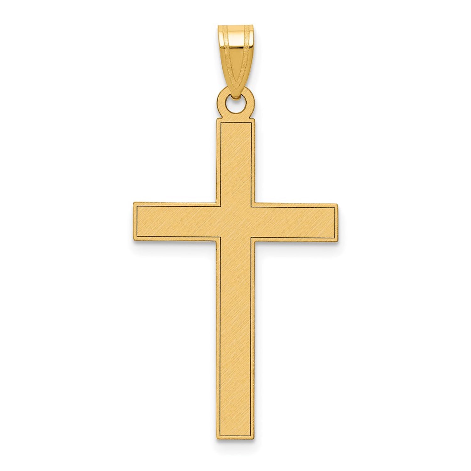 DewberryDiamonds 14k Yellow Gold Florentine Satin Holy Cross Pendant ...