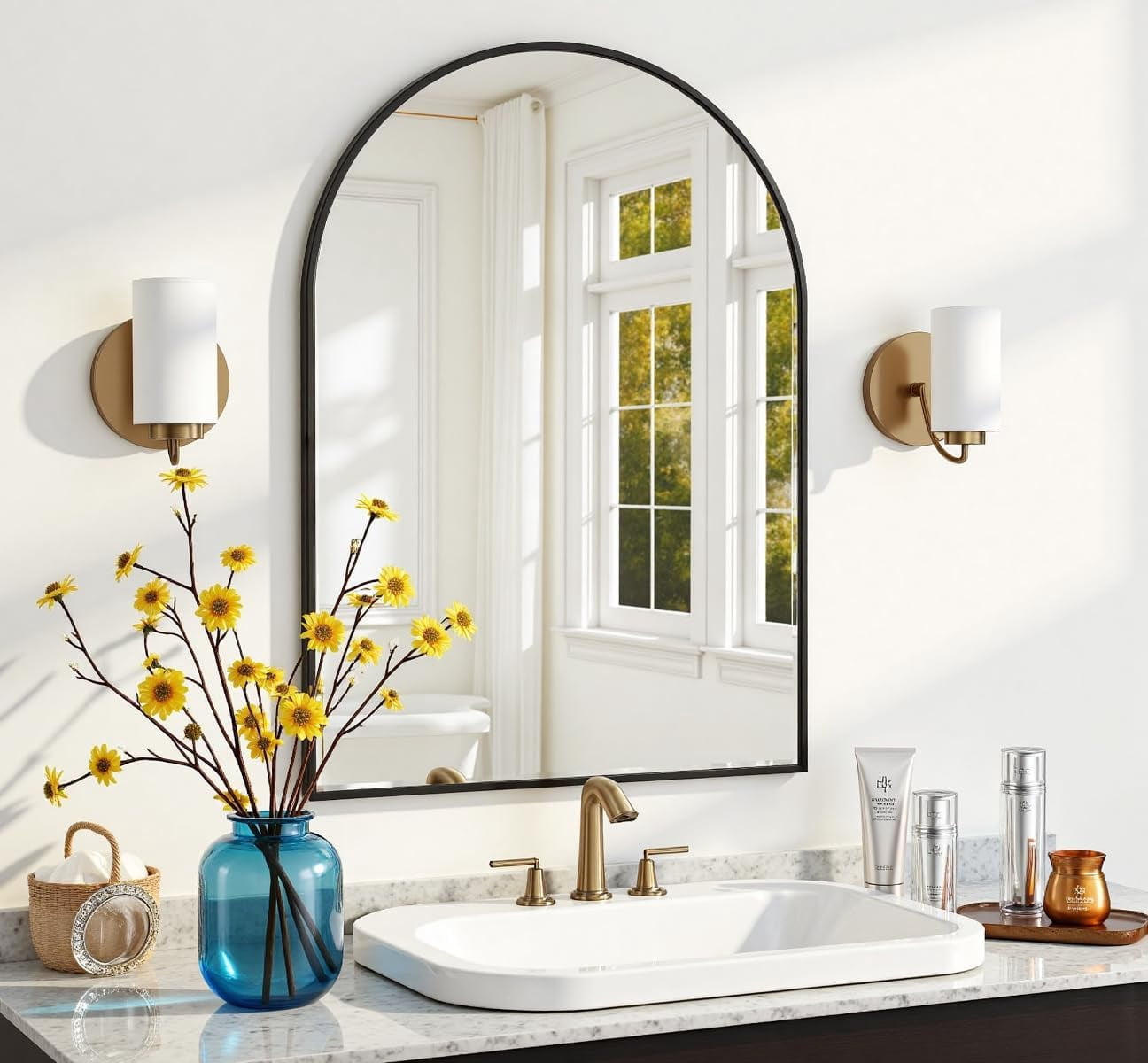 Dewfig 16"x48" Oval Full Length Mirror with Leather Strap Hanging ...