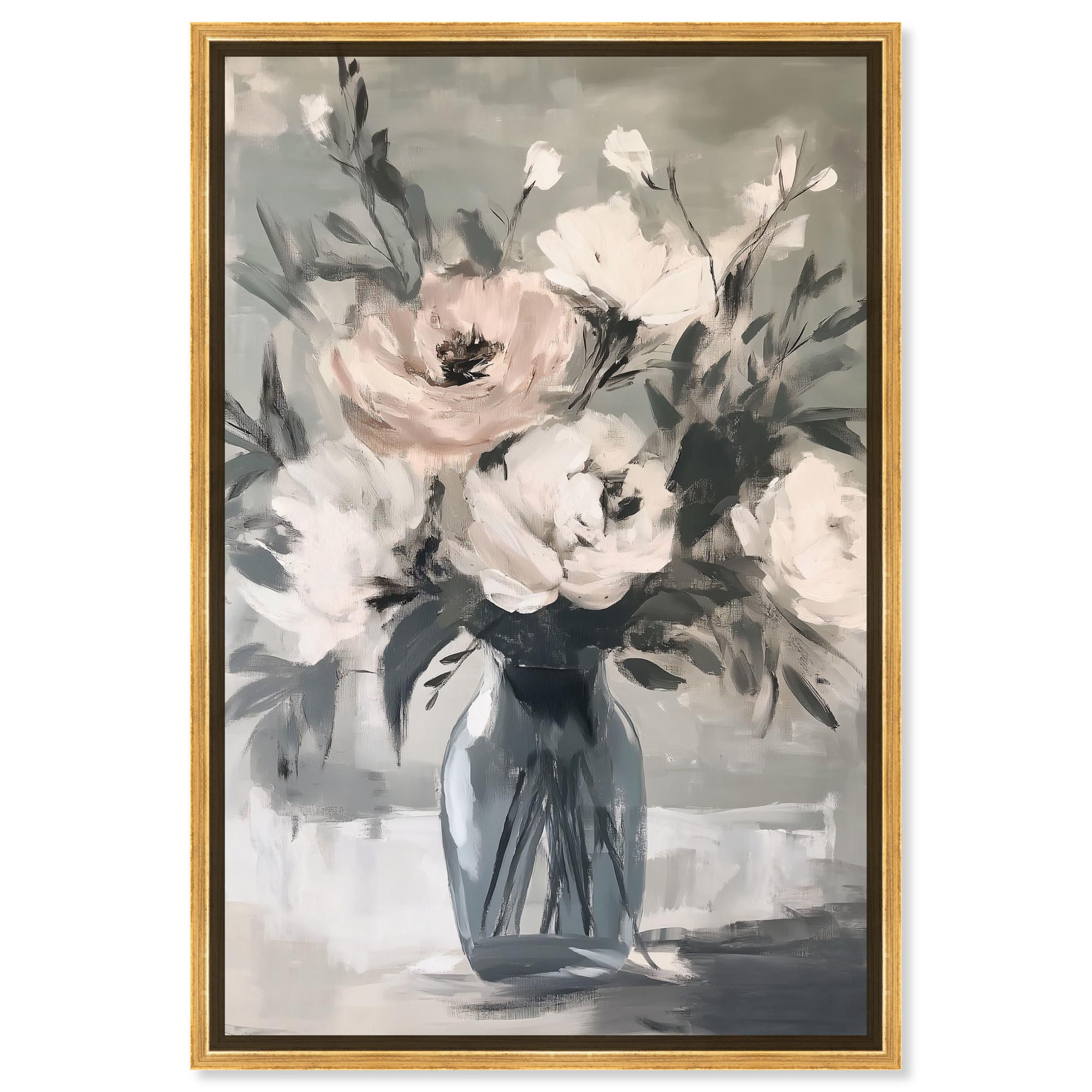 Dewy Petal Echo Canvas Luxury Floral Art by Art Remedy, Gold Frame, 36" x 54" - Walmart.com