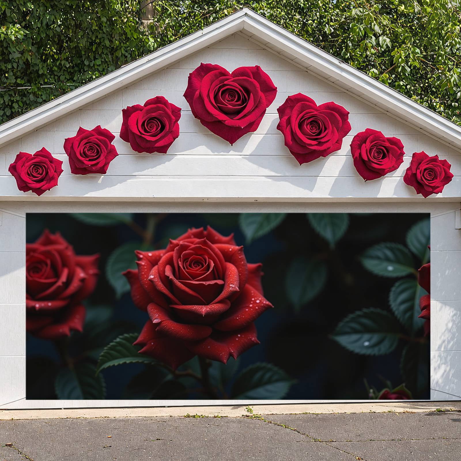 Dewy Rose Design Red Rose Banner Dark Tone Background Romantic Backdrop ...