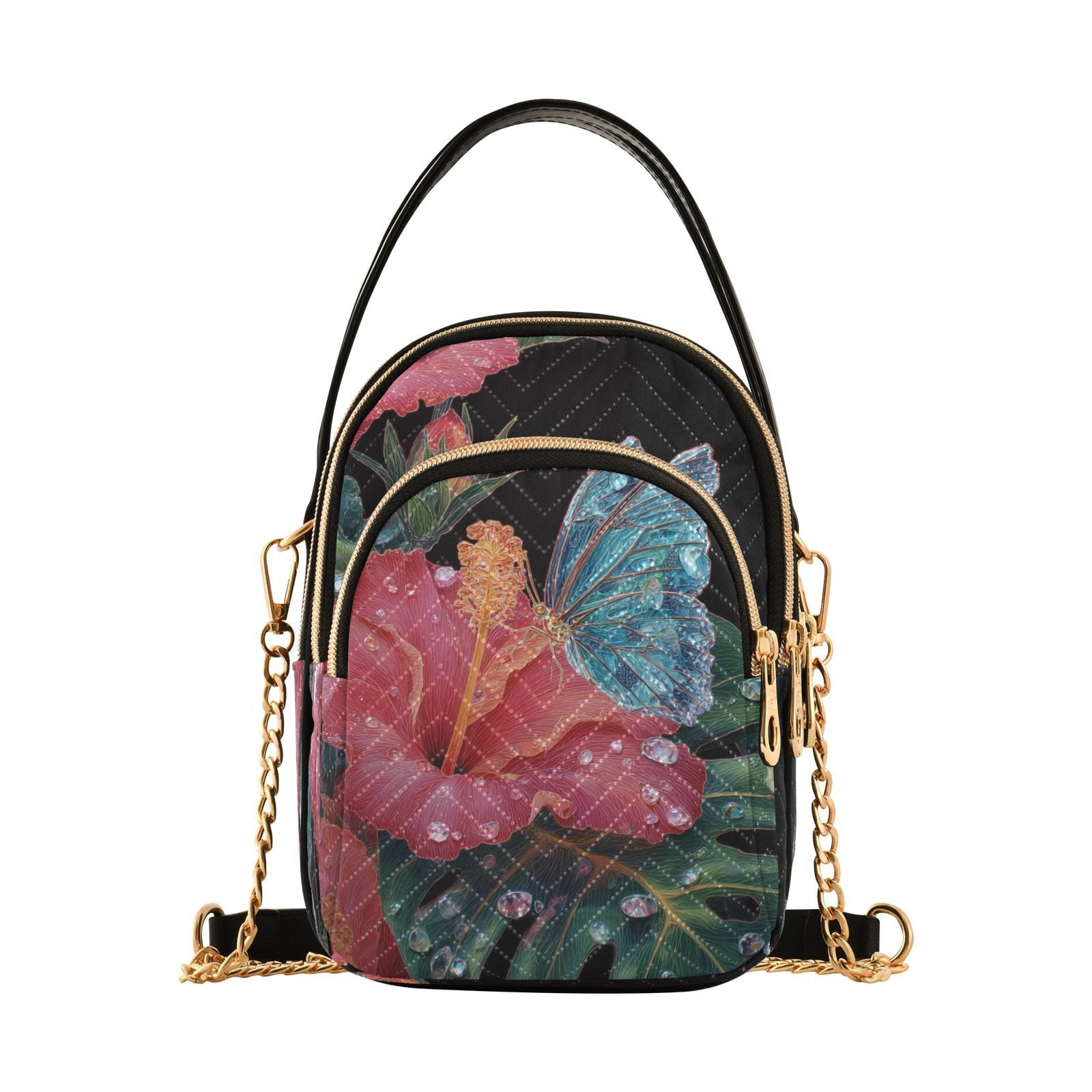 Dewy hibiscus butterfly tropical art Crossbody Purse Cell Phone Bags ...