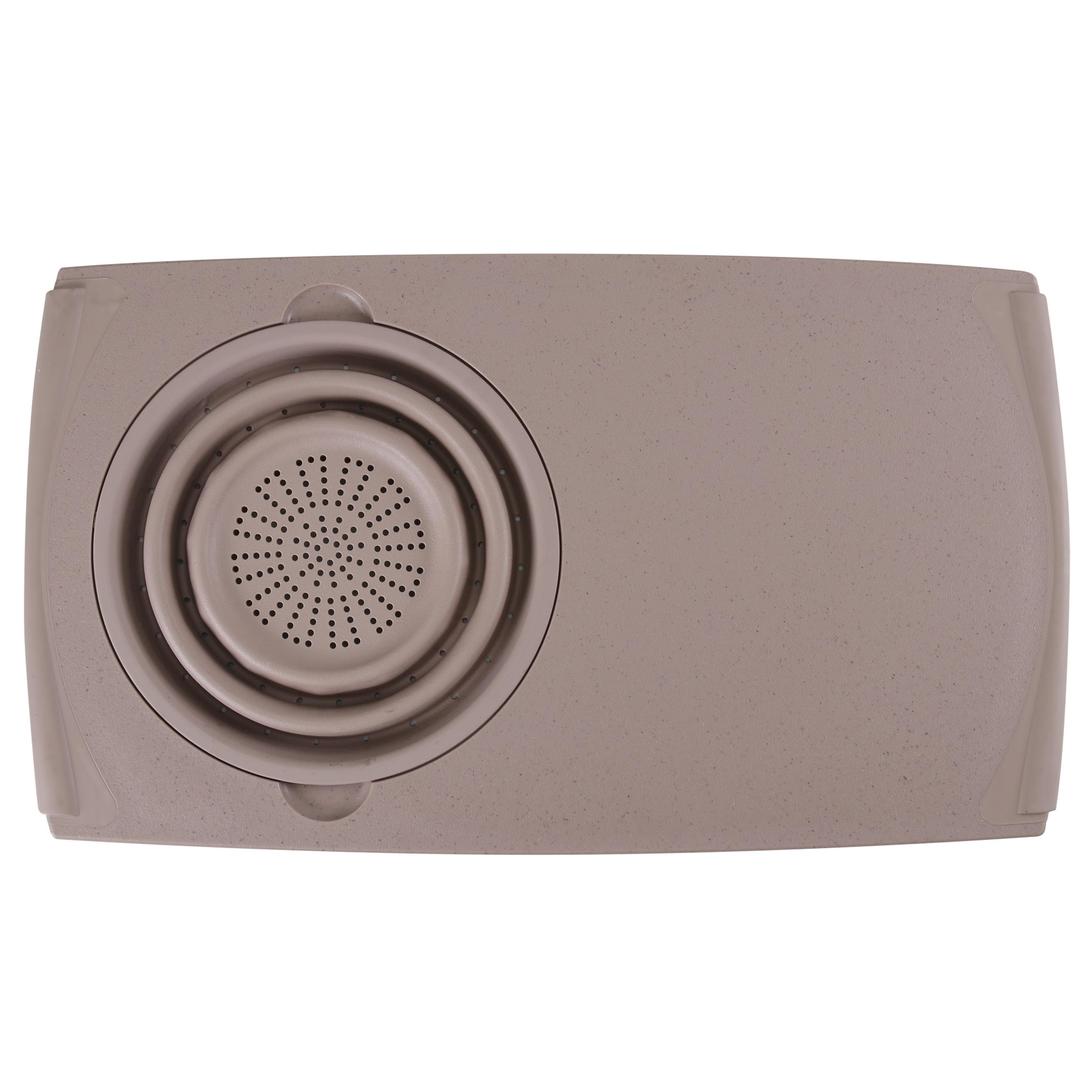 Dexas Over-the-Sink Flax Cutting Board with Collapsible Colander, 11.5 ...