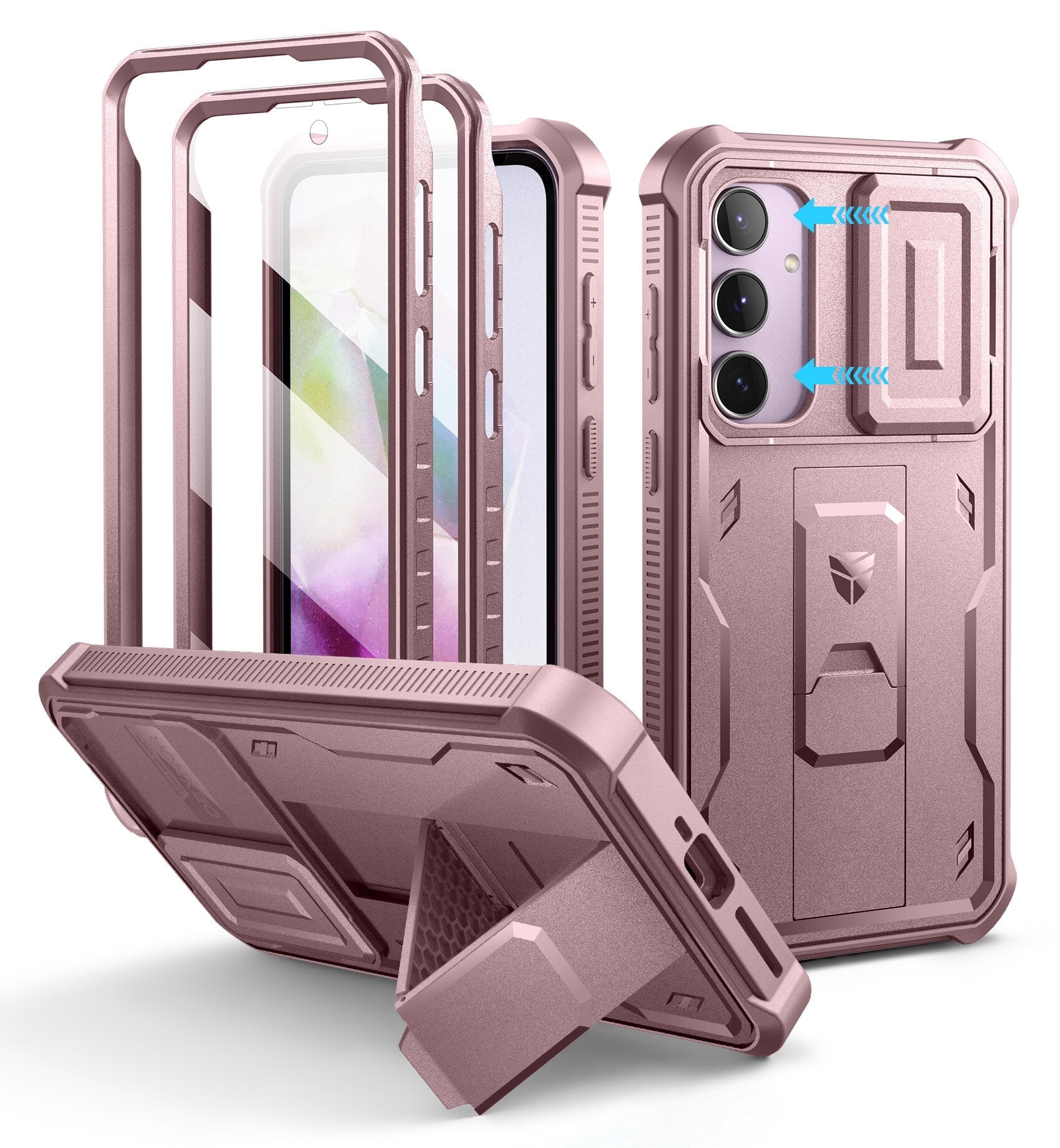 Dexnor for Samsung Galaxy A35 5G Case, [2 Front Frame] [Bulit-in Slide Camera Cover & Kickstand ...