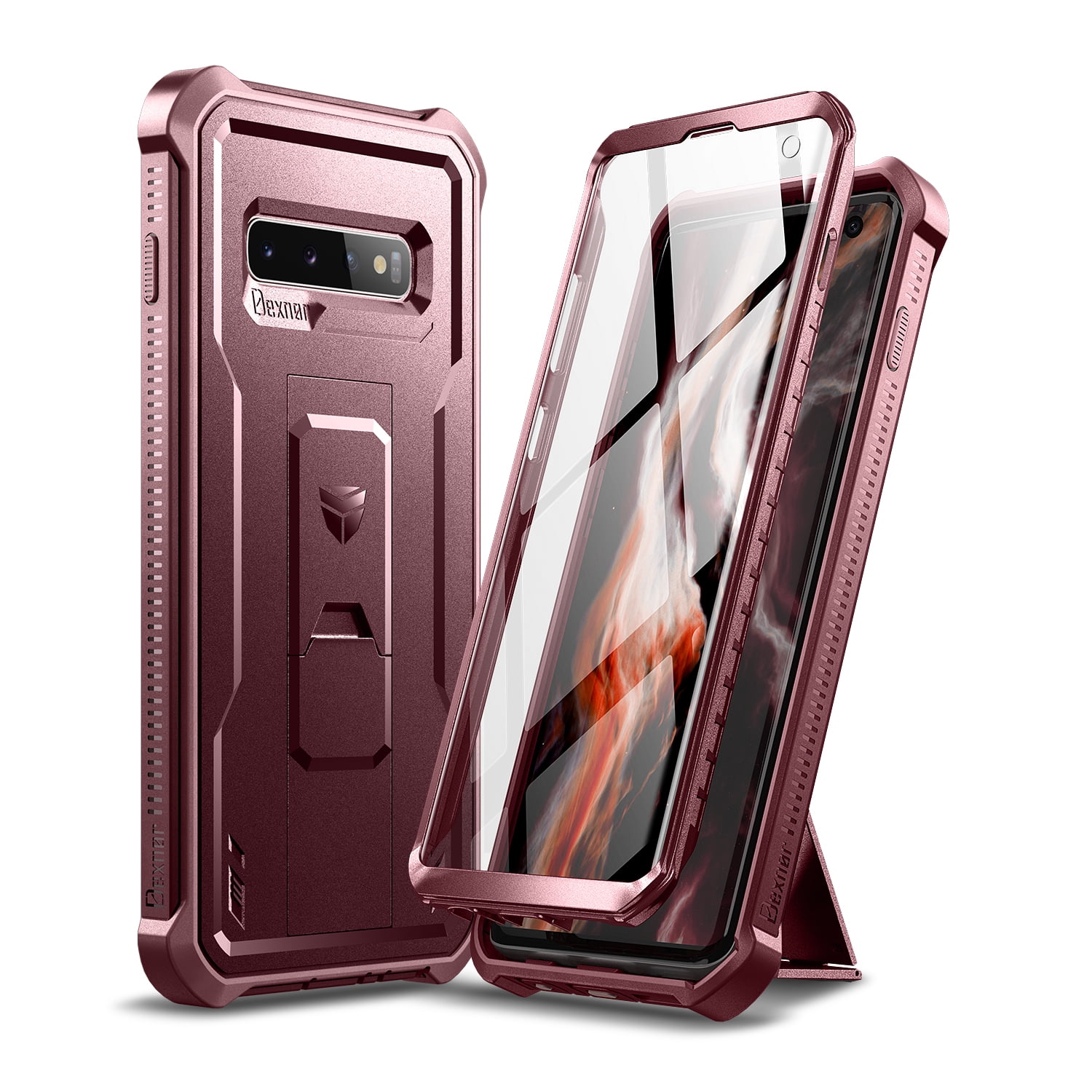 Dexnor for Samsung Galaxy S10 Case, [Built in Screen Protector and Kickstand] Heavy Duty ...