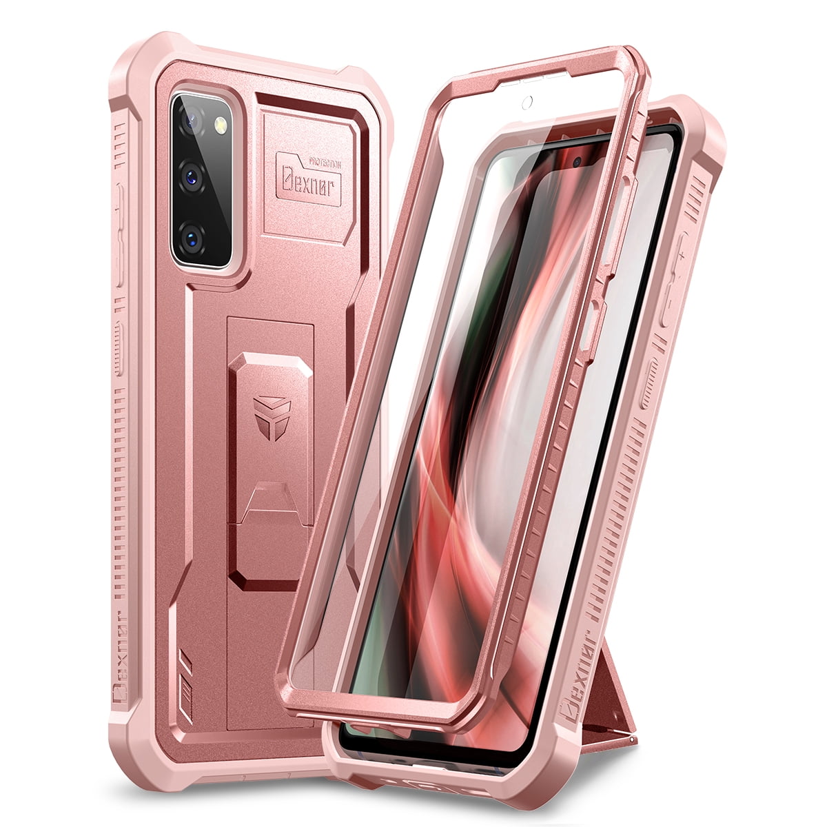 Dexnor Samsung Galaxy S20 FE Kickstand Case, Heavy Duty Shockproof Protection, Rose Gold ...